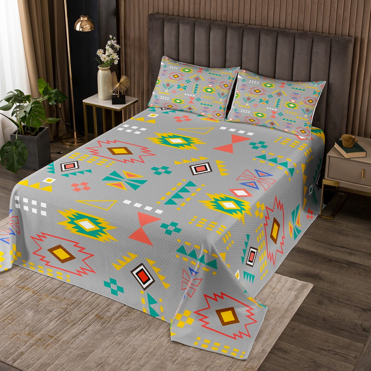 Geometry Aztec Quilt Set Tribe Arrow Twin Bedspread Set,Bohemian ...
