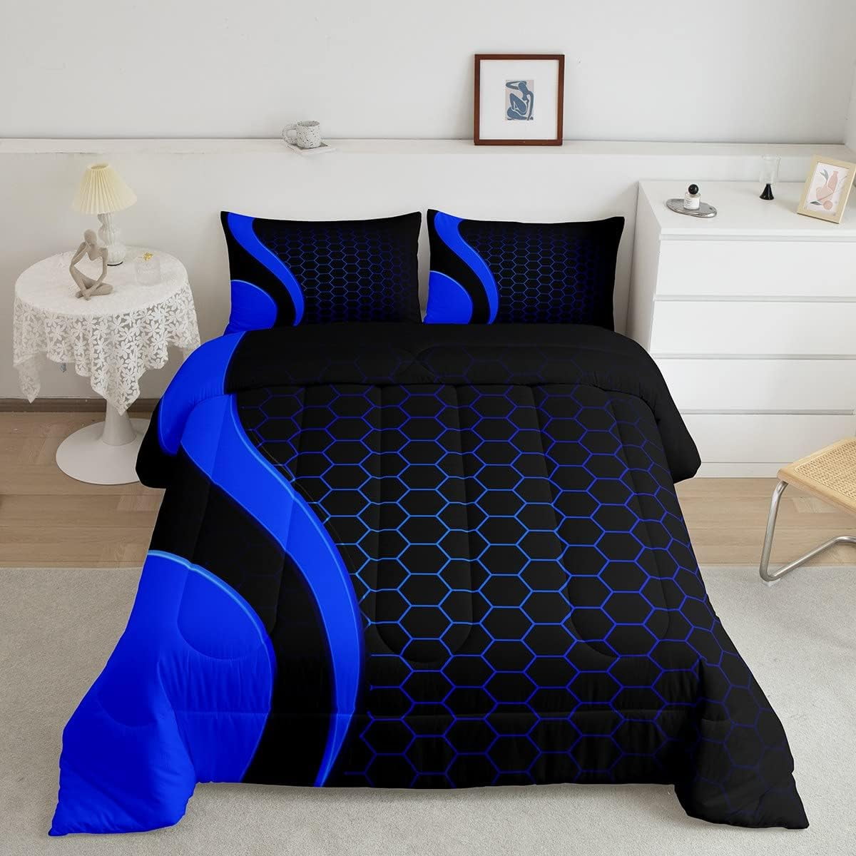 Geometry Bedding Set Geometry Honeycomb Comforter Set for Kids Boys ...