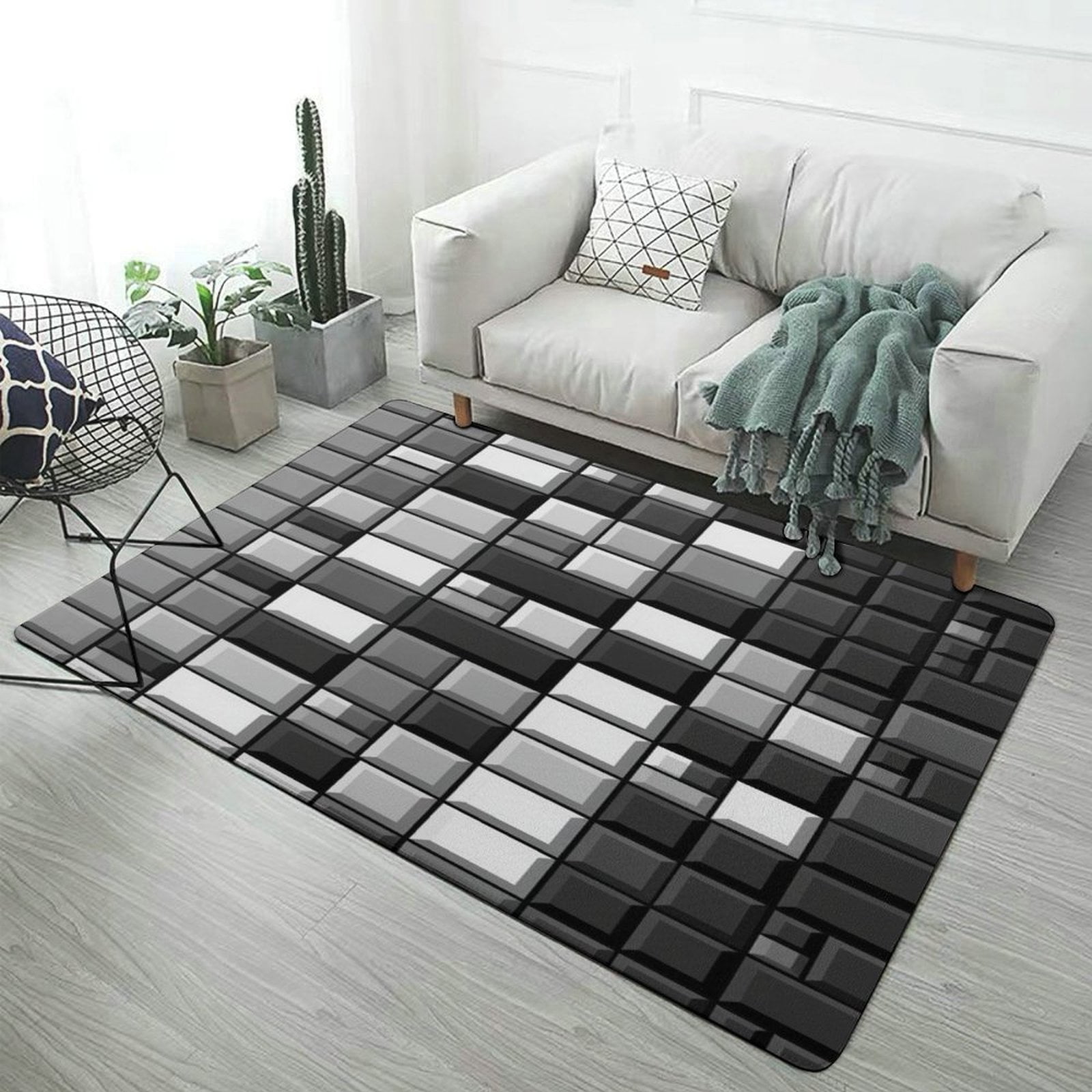 Geometry Carpet for Living Room Luxury Home Rations Coffee Table Large ...