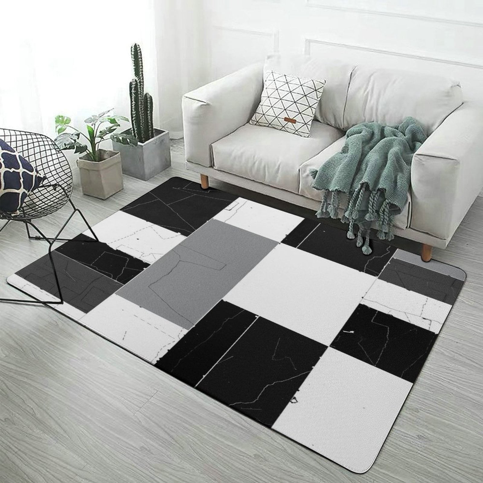 Geometry Carpet for Living Room Luxury Home Rations Coffee Table Large ...