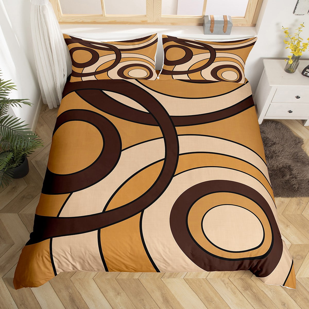 Geometry Circle Bedding Set Stripes Line Art Comforter Cover,Gradient ...