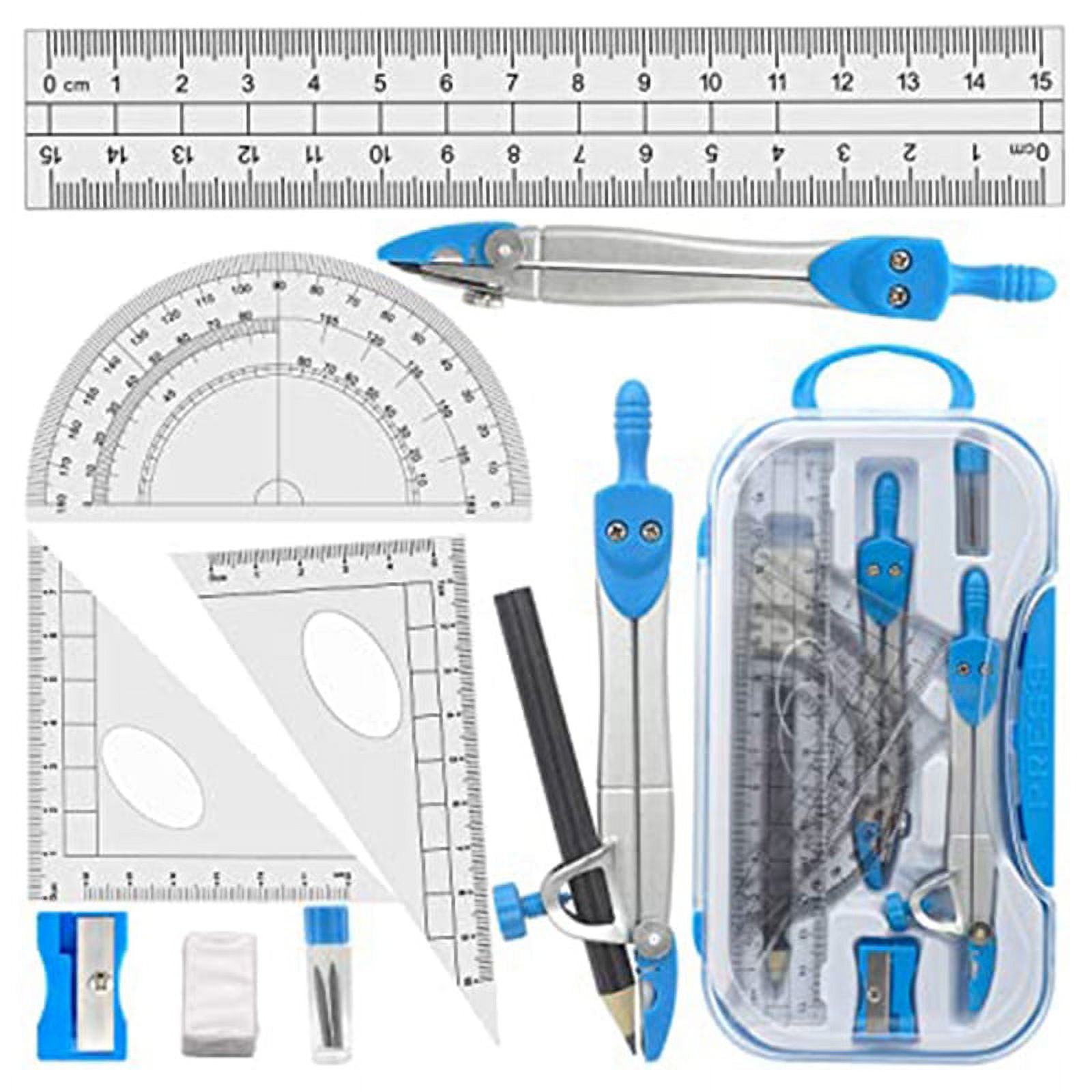 Geometry Compass Set 10Pcs School Maths Protractor Set Rulers for ...