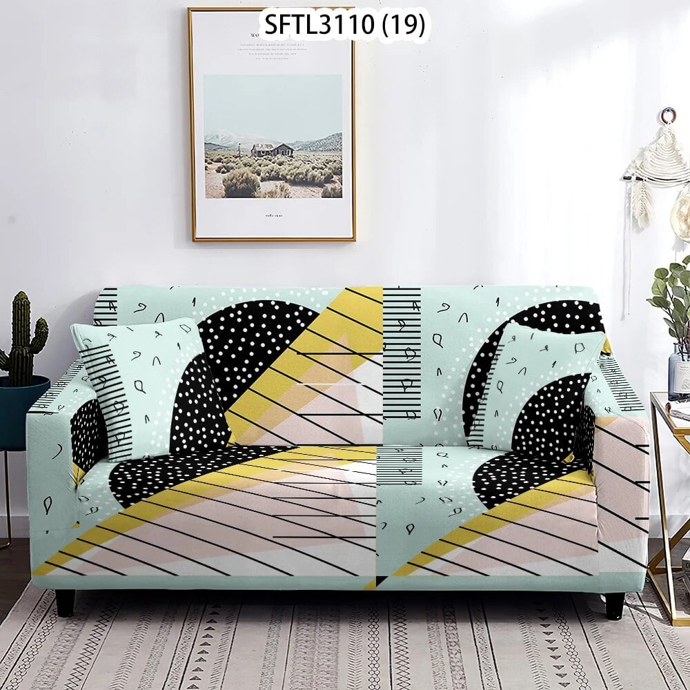 Geometry Cover Sofa L Shape Anti-Dust Corner Shaped Chaise Elastic ...