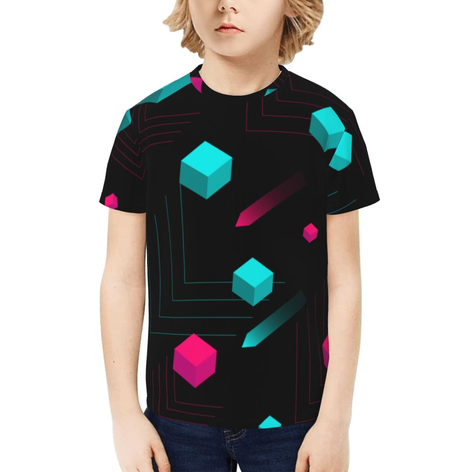 Geometry Cube Teens Full 3d T-Shirts Short Sleeves Various Patterns ...