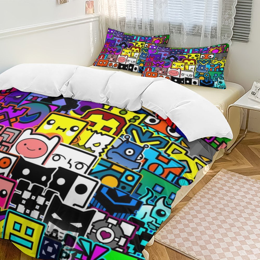 Geometry Dash 3-Piece Bedding Set Soft Warm And Comfortable Soft Bed ...