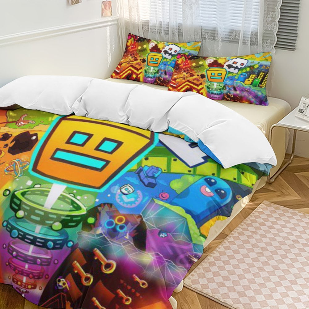Geometry Dash 3-Piece Bedding Set Soft Warm And Comfortable Soft Bed ...