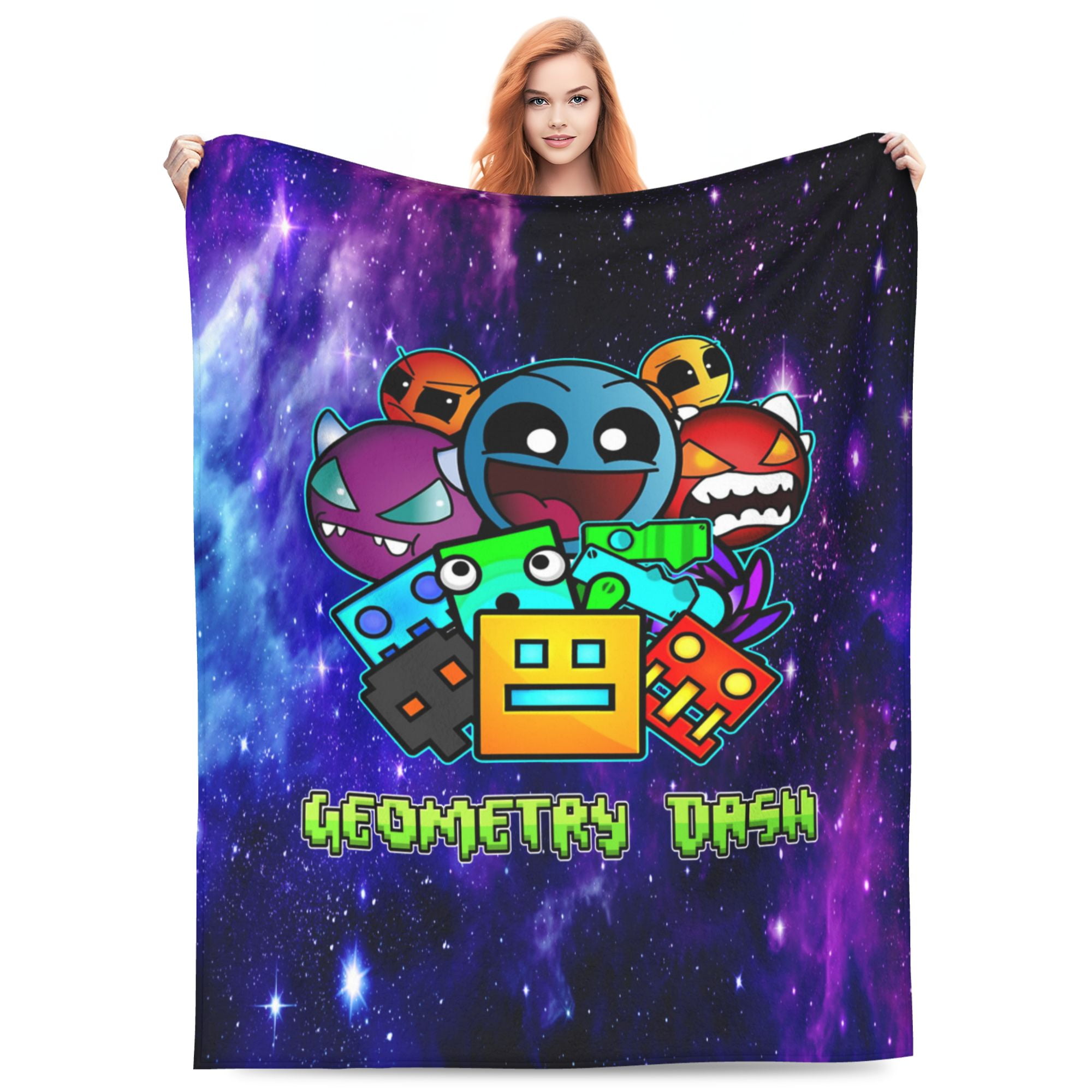 Geometry Dash 3D Printing Blanket, Lightweight Throw Blankets Flannel ...