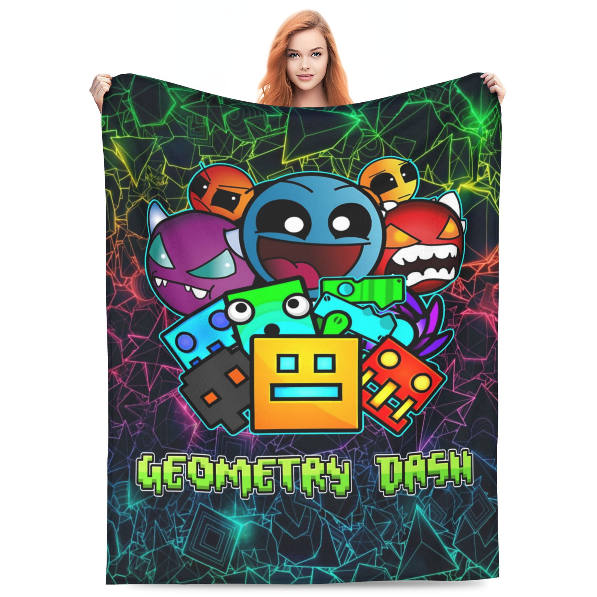 Geometry Dash 3D Printing Blanket, Lightweight Throw Blankets Flannel ...