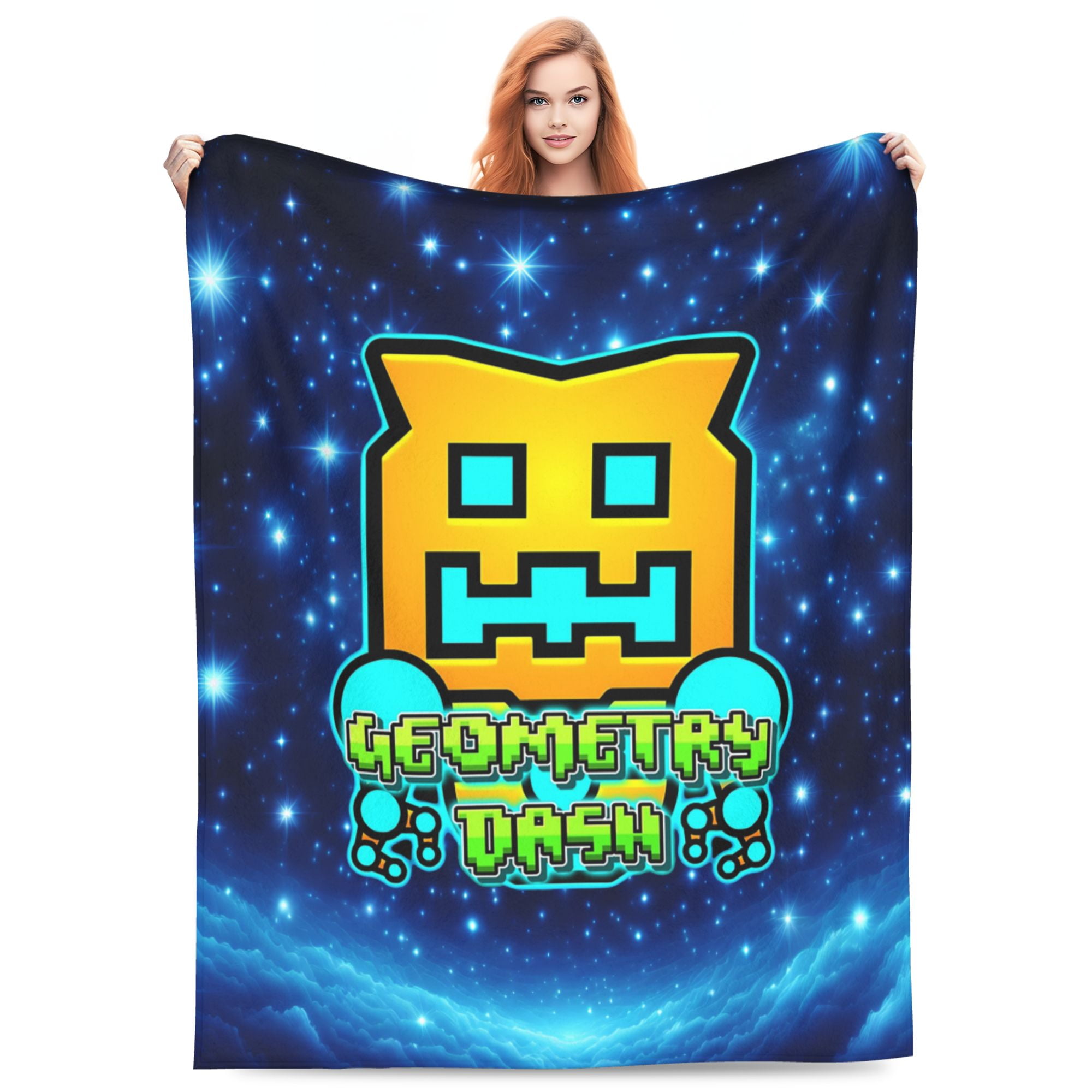 Geometry Dash 3D Printing Blanket, Lightweight Throw Blankets Flannel ...