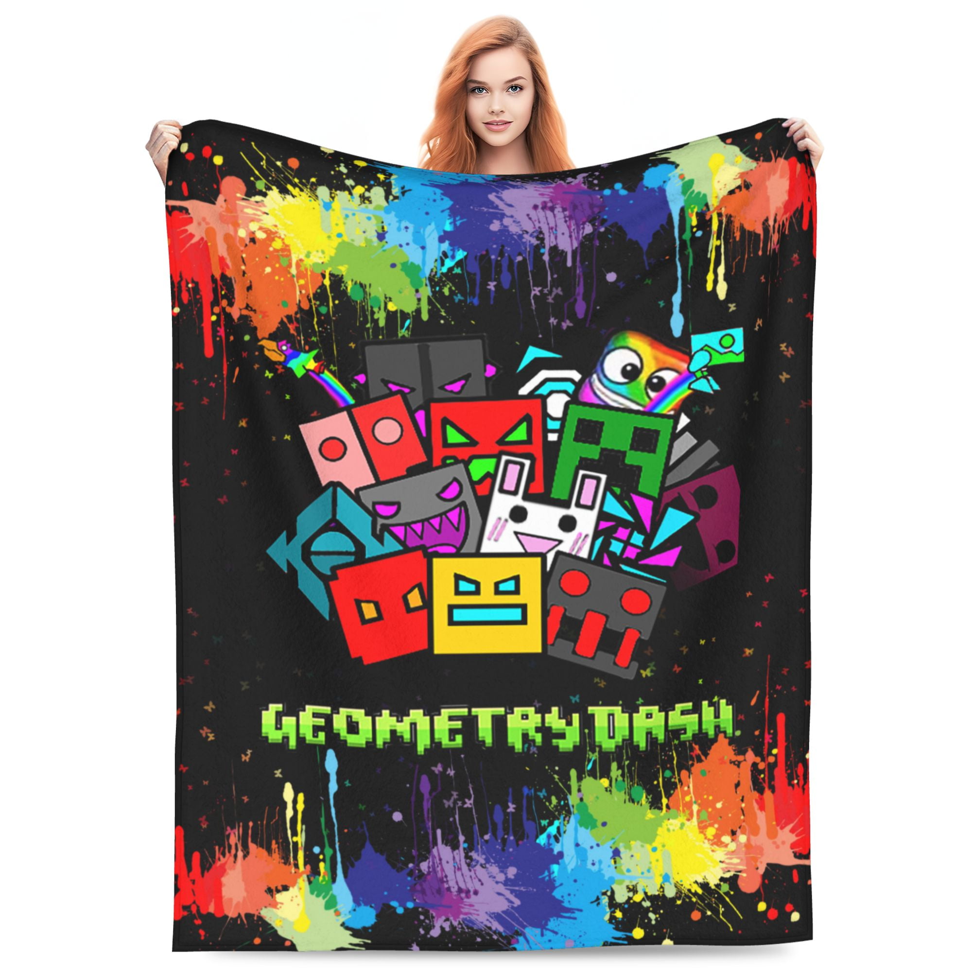 Geometry Dash 3D Printing Blanket, Lightweight Throw Blankets Flannel ...