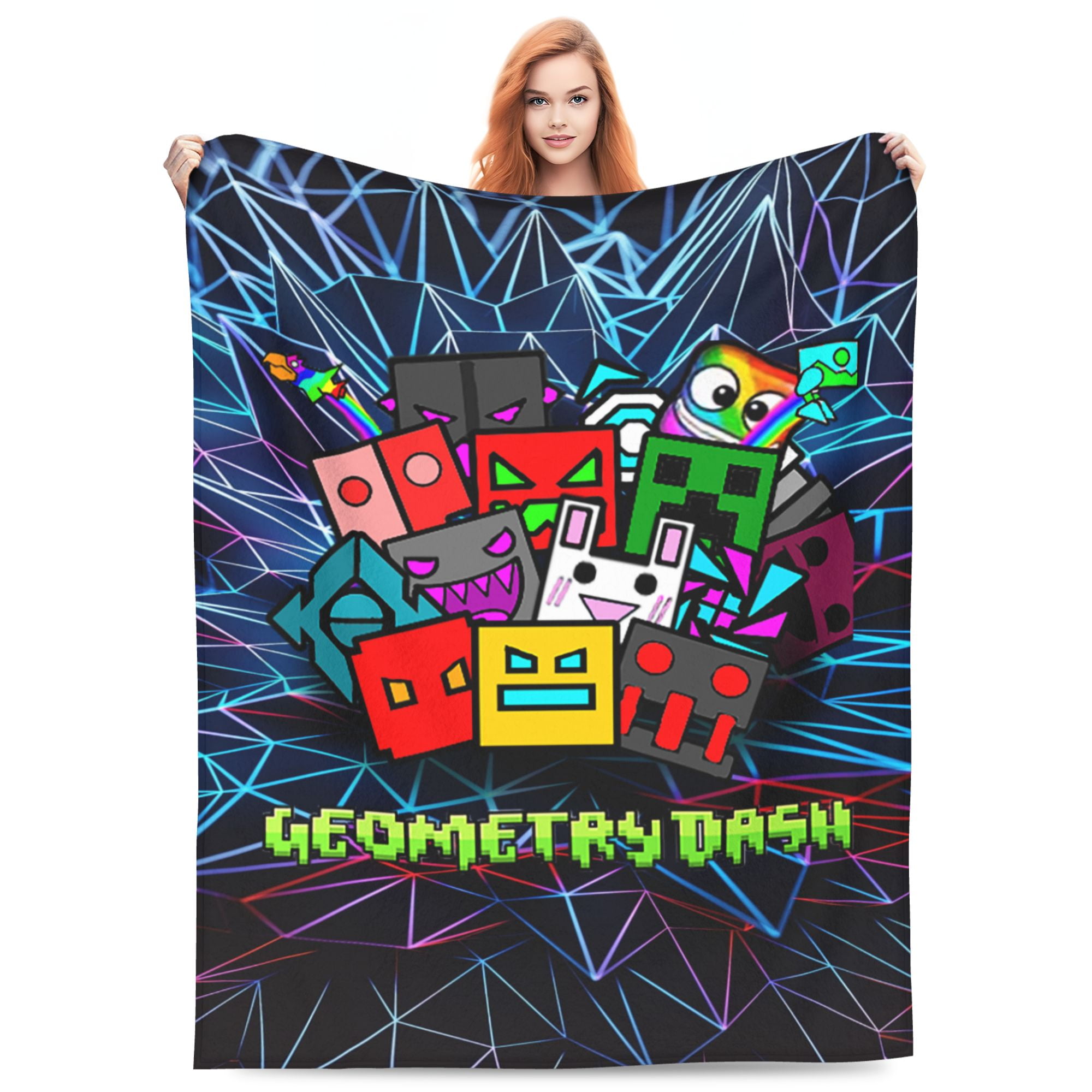 Geometry Dash 3D Printing Blanket, Lightweight Throw Blankets Flannel ...