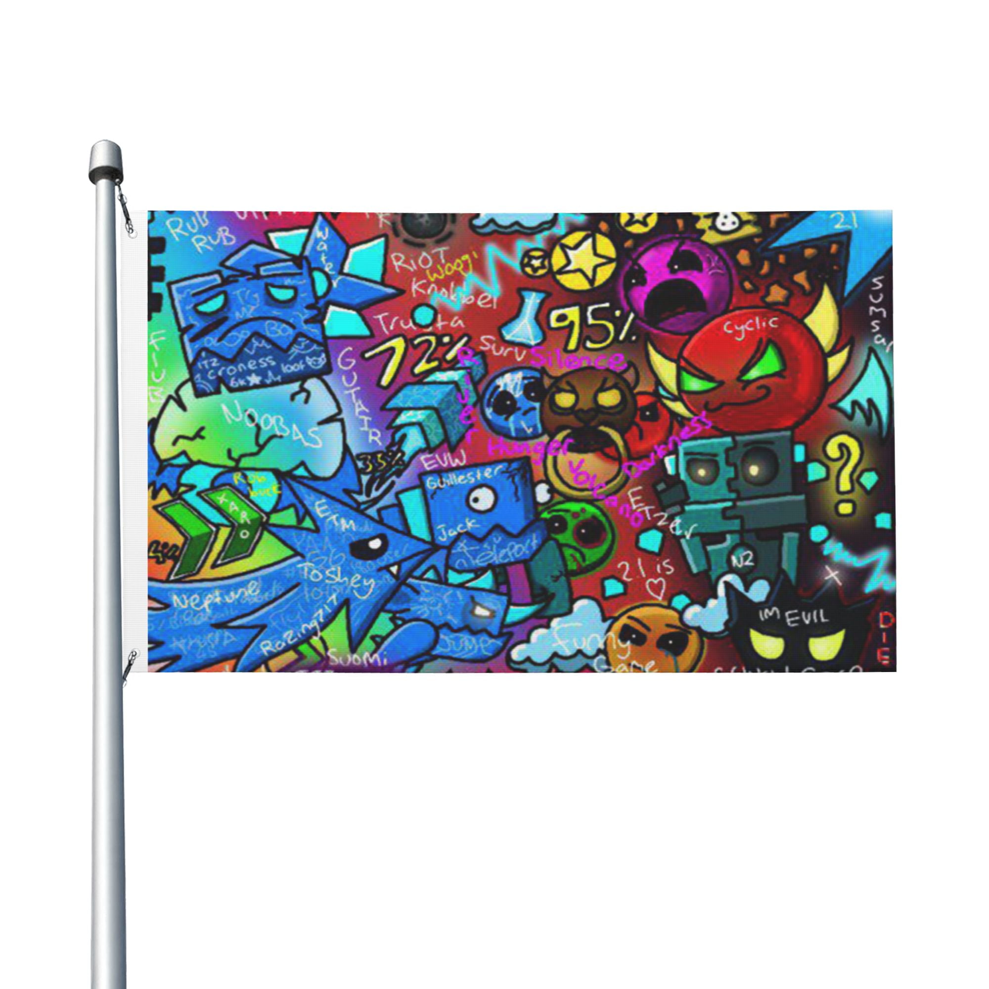 Geometry Dash 3x5FT Flag Garden Decorative Flags Vertical Double Sized ...