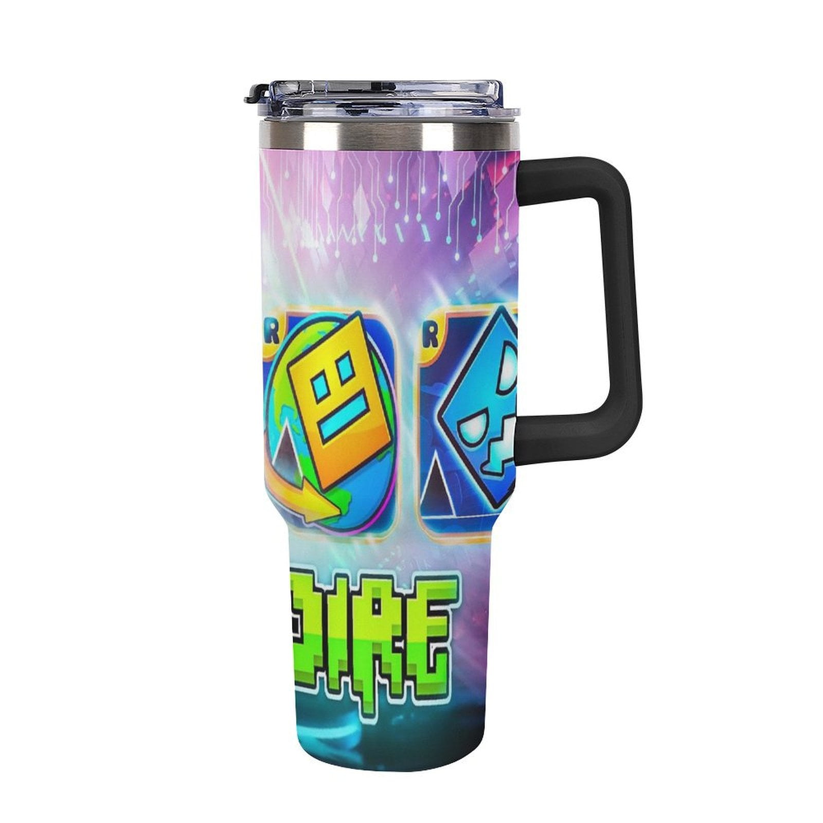 Geometry Dash 40 Oz Tumbler with Handle And Straw, Stainless Steel ...