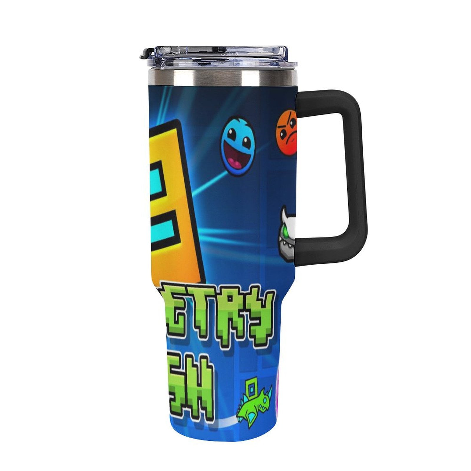 Geometry Dash 40 Oz Tumbler with Handle And Straw, Stainless Steel ...