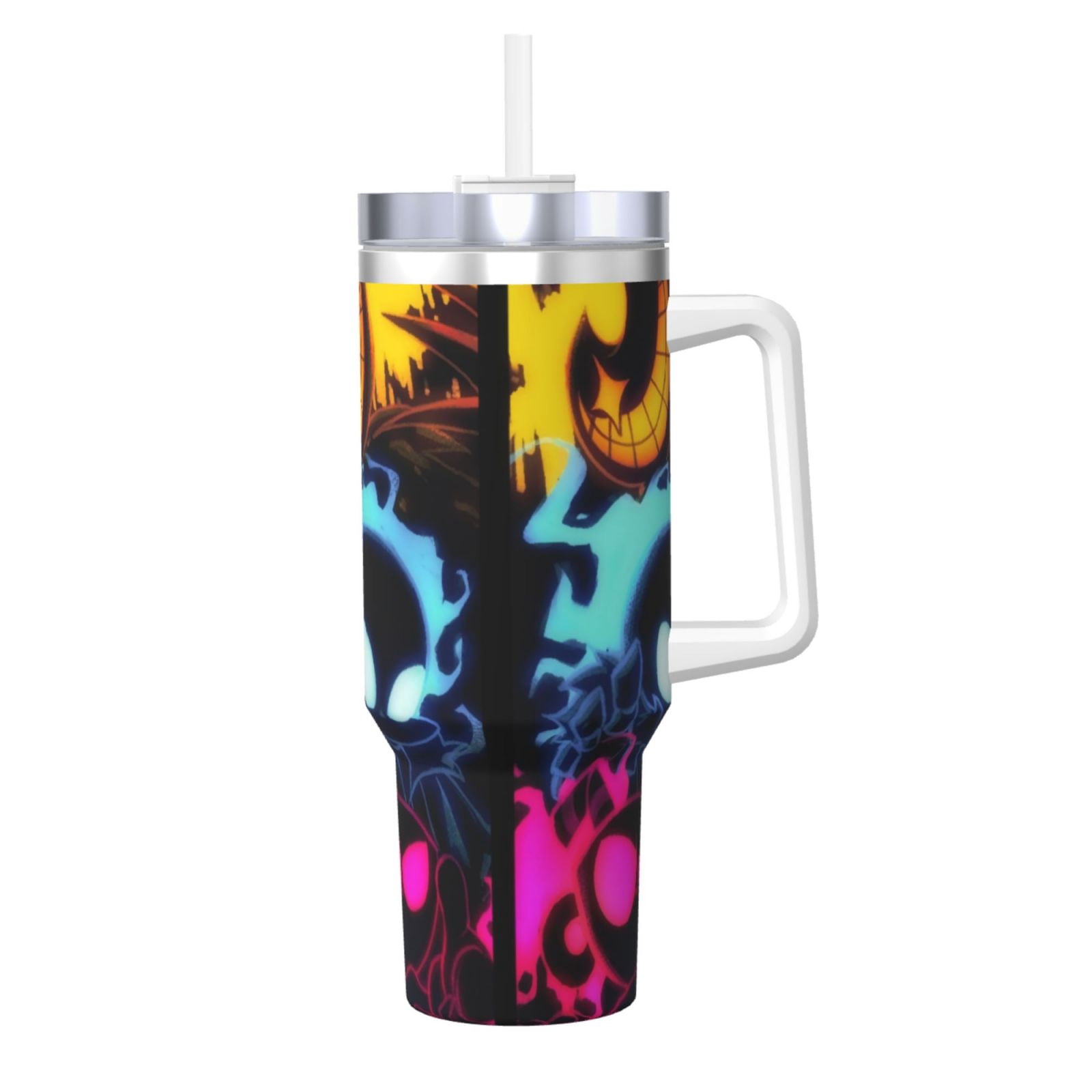 Geometry Dash 40oz Ice Bully With Handle Straw And Lid, Print Stainless ...