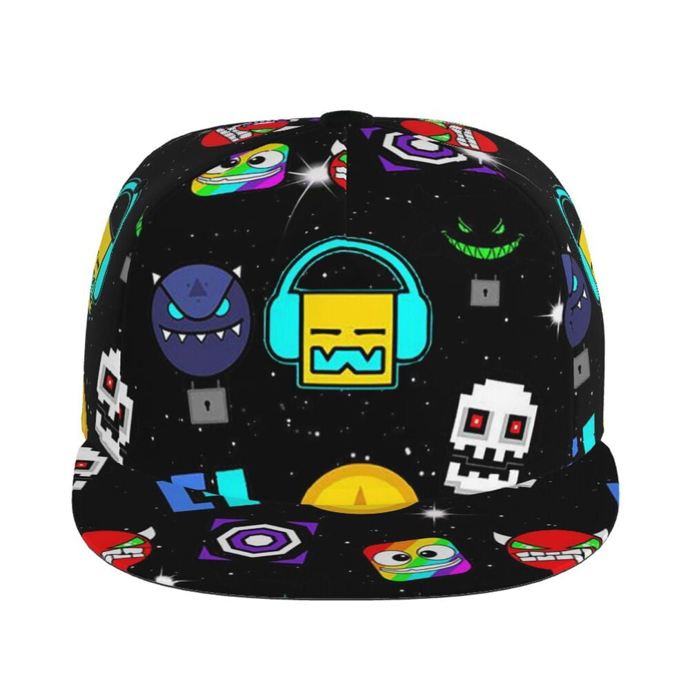 Geometry Dash Adjustable Flat Brim Baseball Cap Snapback Hat Hip Hop ...