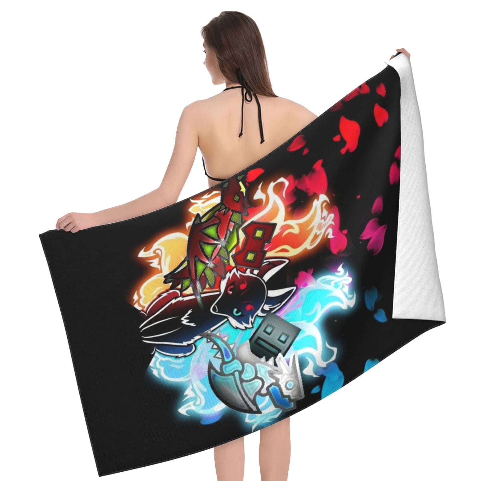 Geometry Dash Anime Towel Absorption Quick Dry Absorption Luxury Beach ...