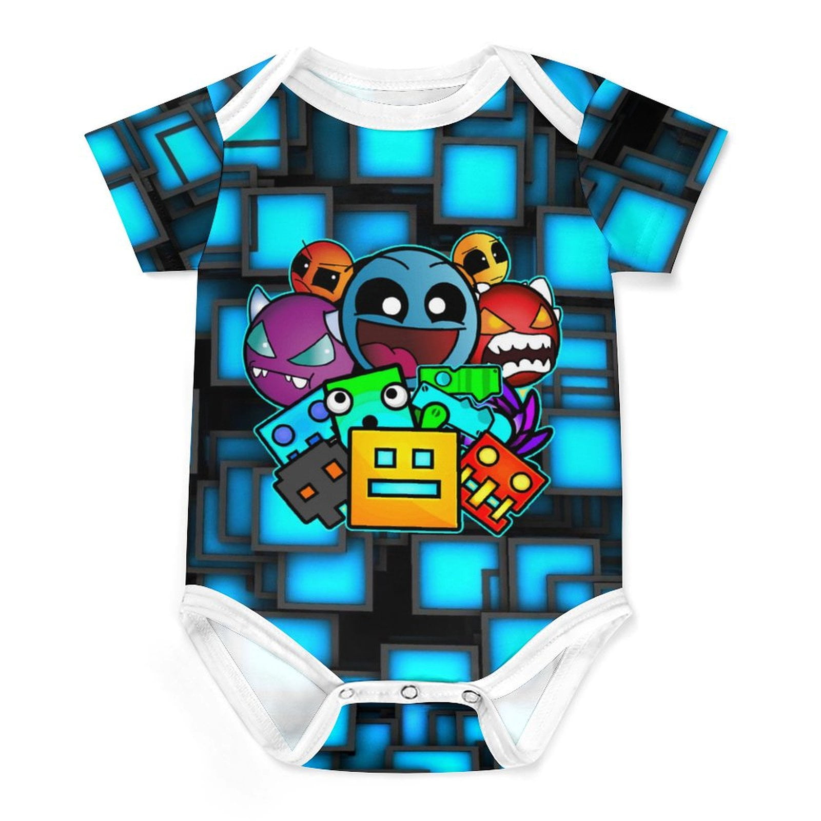 Geometry Dash Baby Boy Girl Short Sleeve Romper Clothing Set Print ...