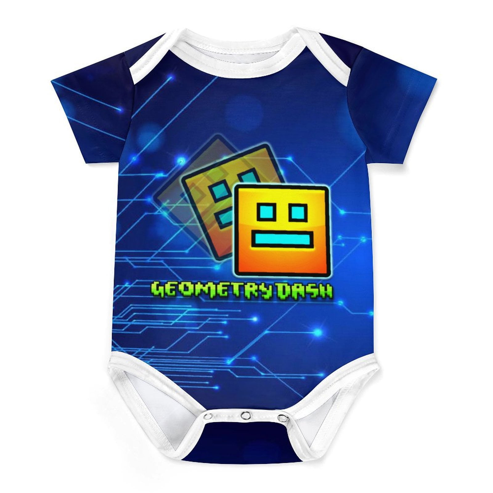 Geometry Dash Baby Boy Girl Short Sleeve Romper Clothing Set Print ...