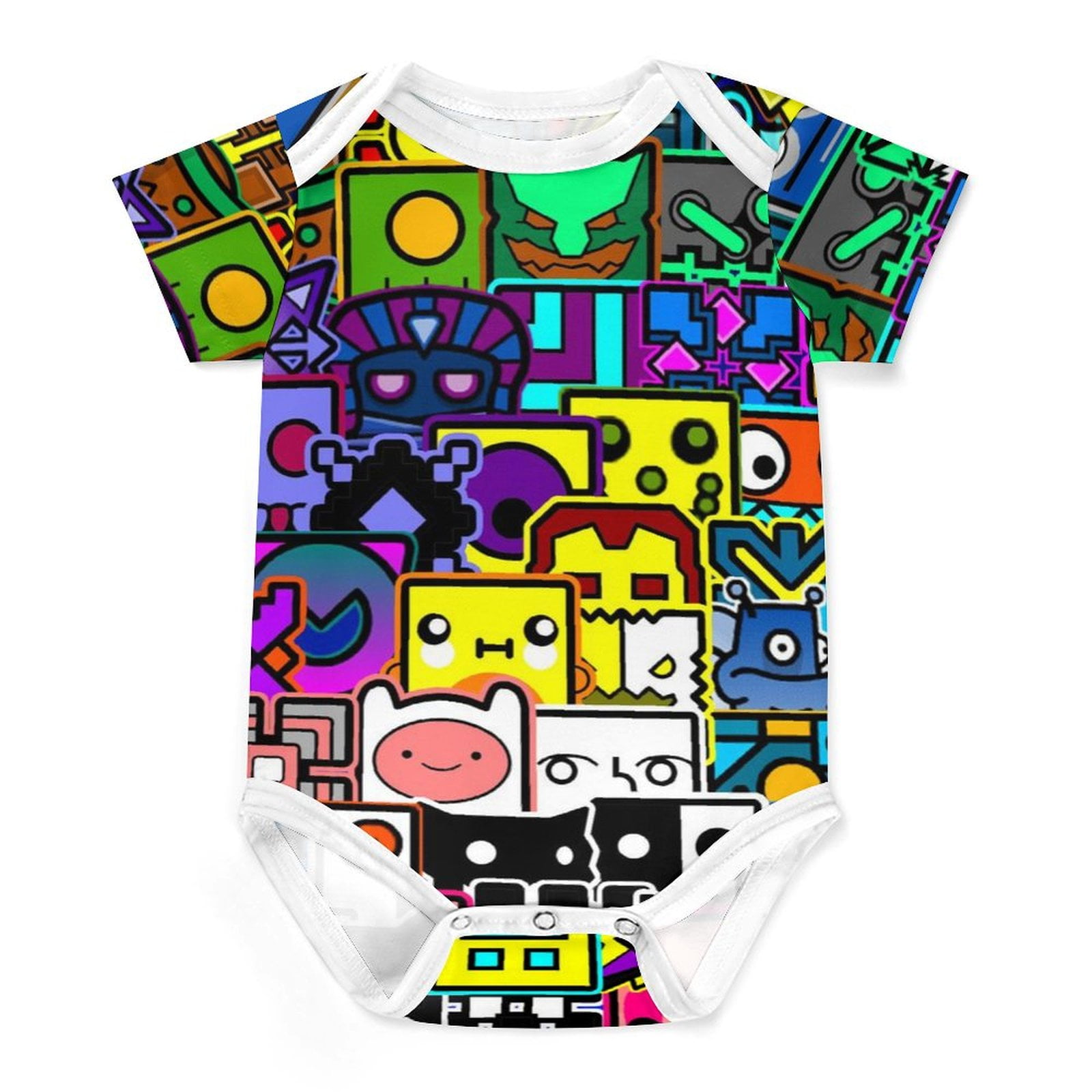 Geometry Dash Baby Boy Girl Short Sleeve Romper Clothing Set Print ...