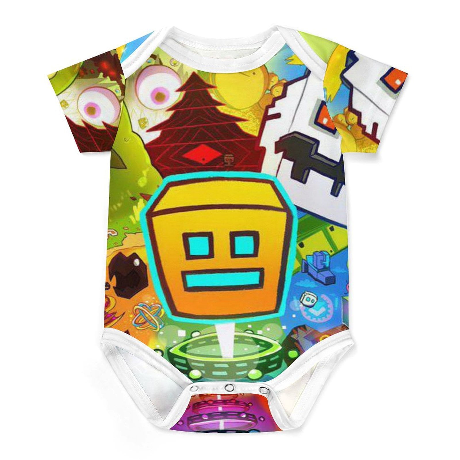 Geometry Dash Baby Boy Girl Short Sleeve Romper Clothing Set Print ...