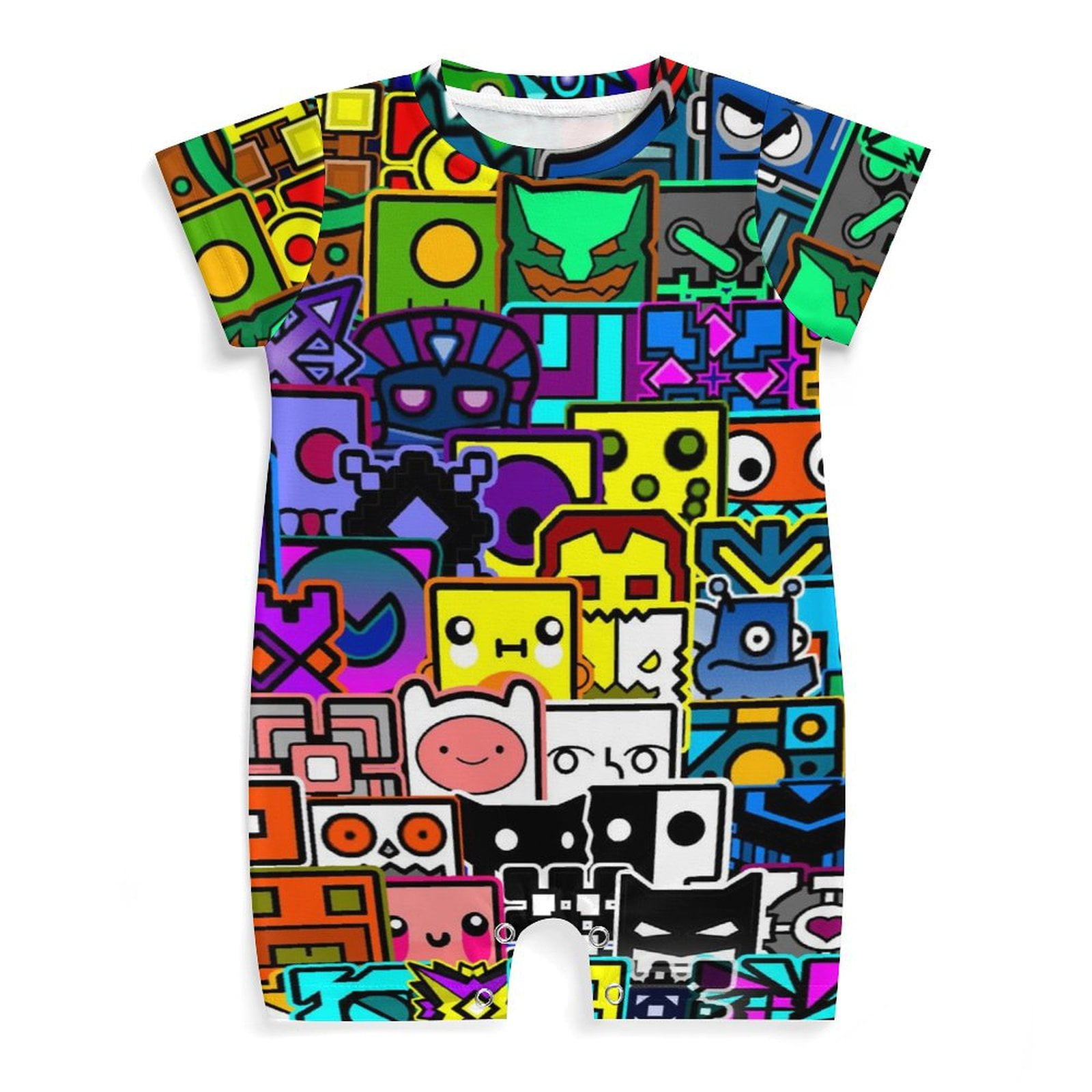 Geometry Dash Baby Boy Girl Short Sleeve Romper Clothing Set Print ...