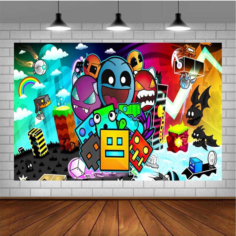 Geometry Dash Backdrop Banner Party Supplies Post Birthday Decorations ...