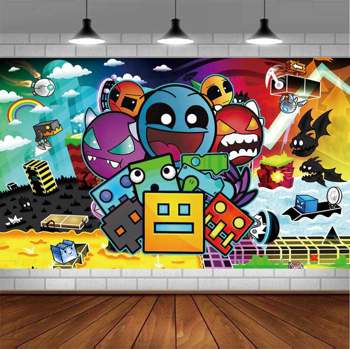 Geometry Dash Backdrop Banner Party Supplies Post Birthday Decorations ...