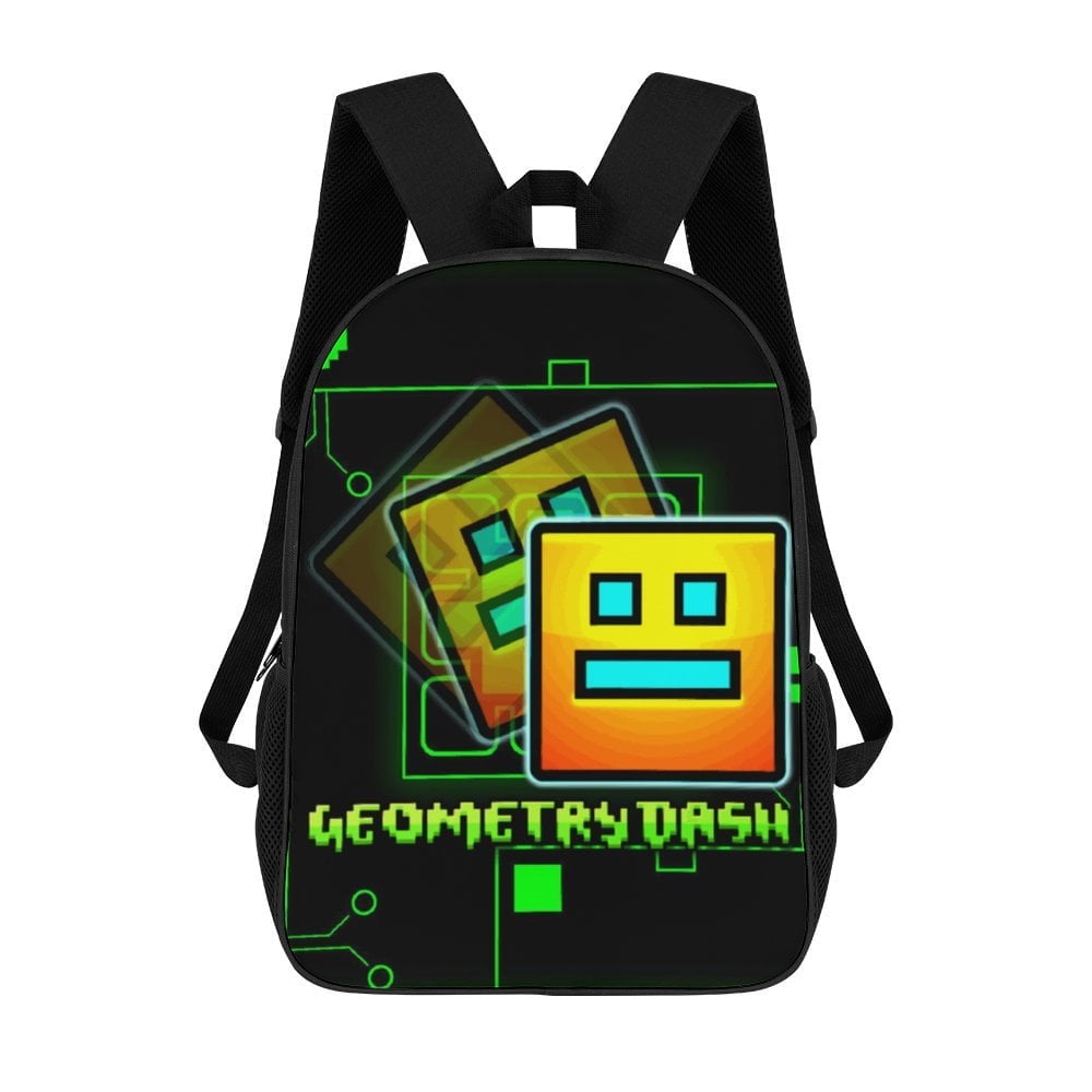 Geometry Dash Backpack 17 Inch Shoulder Bag Sturdy Laptop Backpack ...