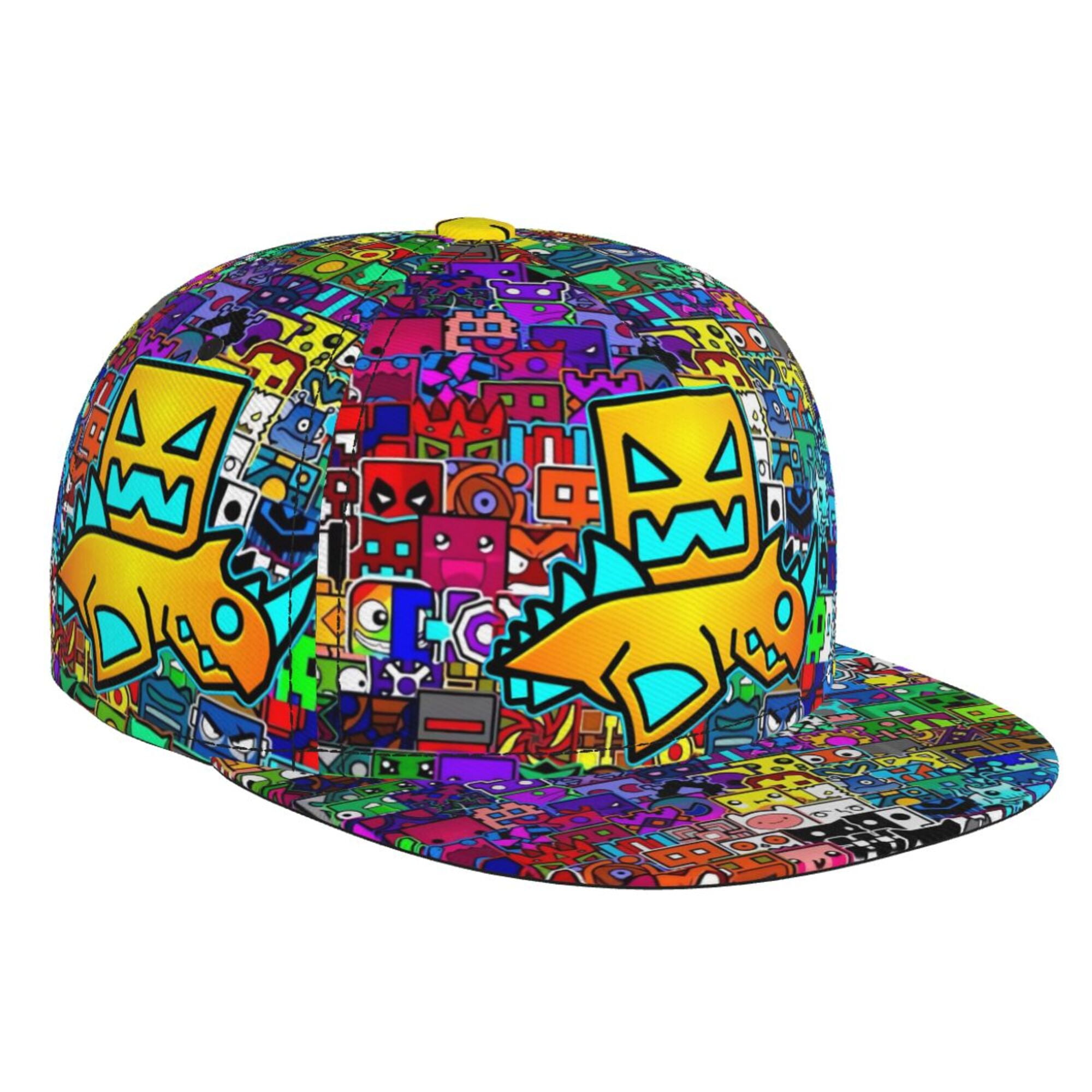 Geometry Dash Baseball Cap For Men, Women & Kids, Classic Flat Brim Hat ...