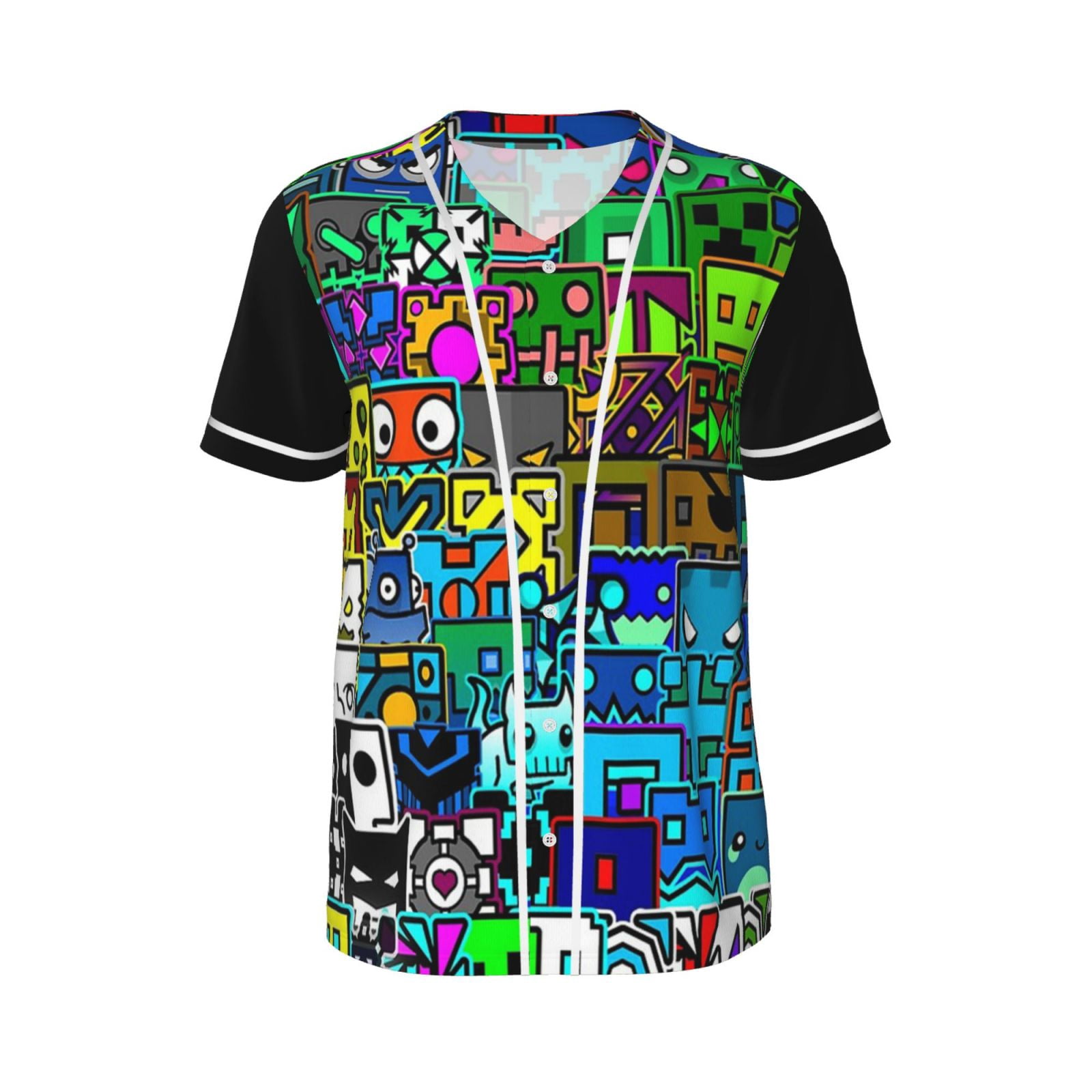 Geometry Dash Baseball Jersey Shirts Spring Summer Men Button Shirt ...