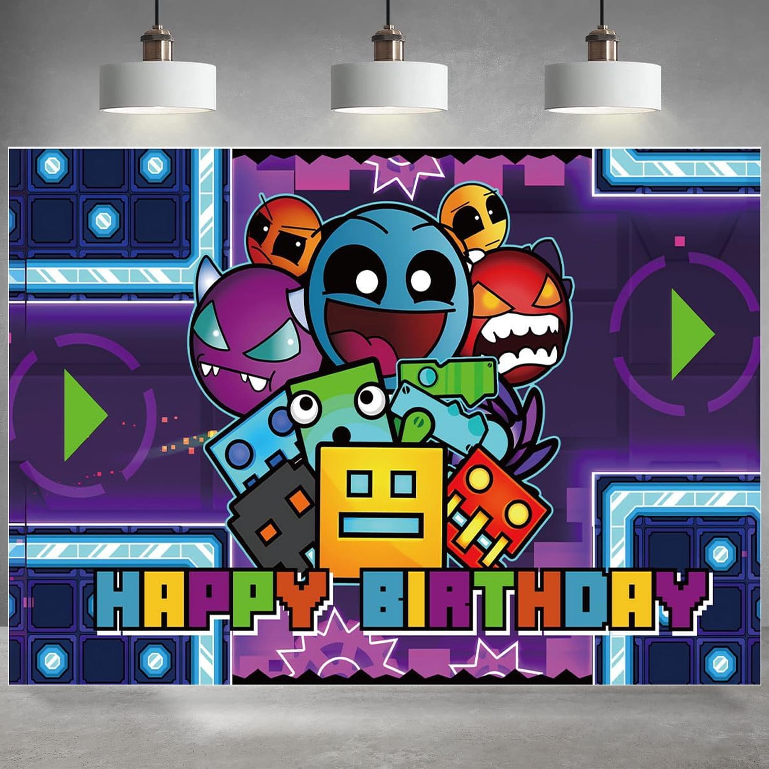 Geometry Dash Birthday Party Backdrop,Geometry Dash Birthday Party ...