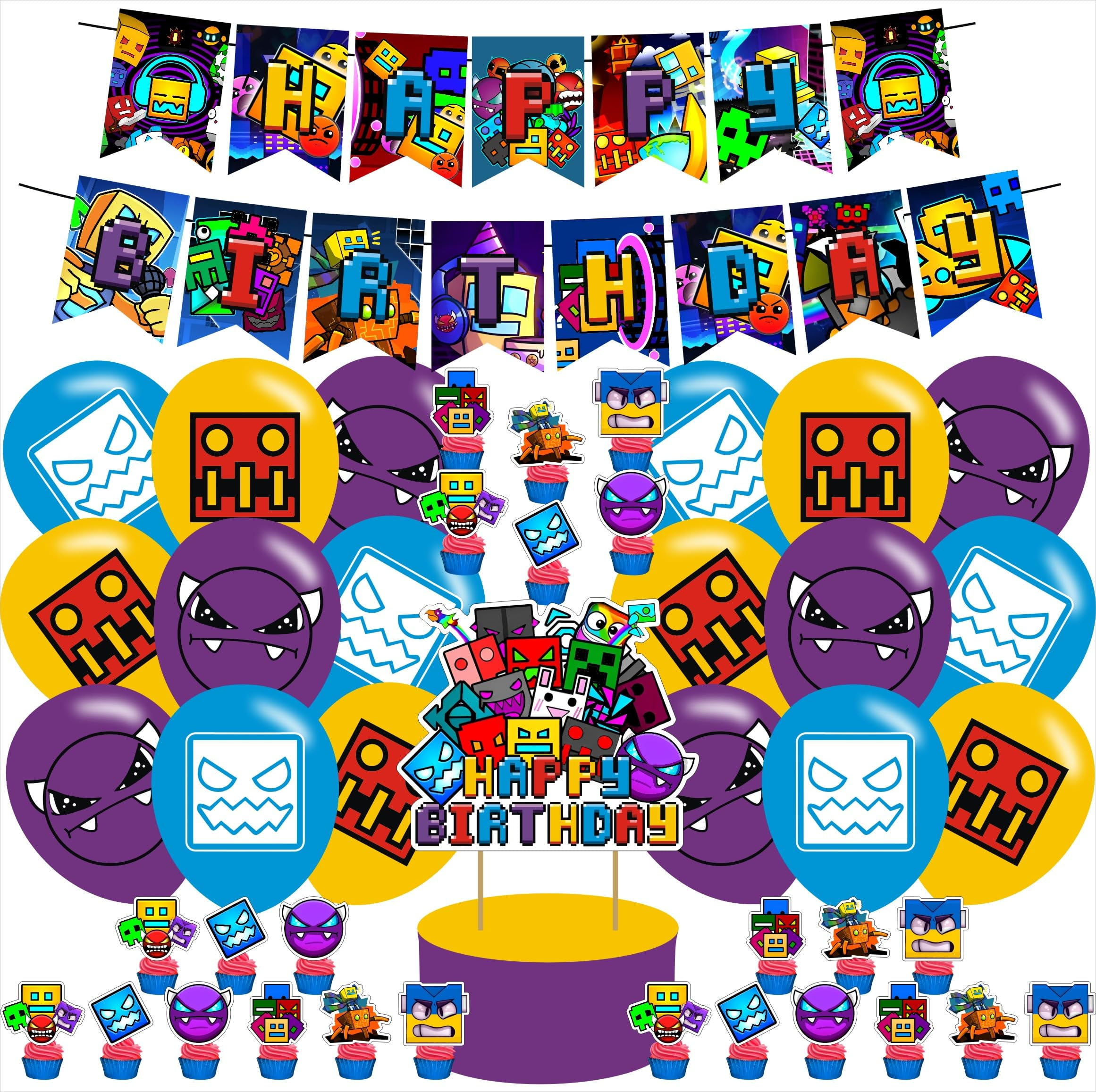 Geometry Dash Birthday Party SSF20 Decorations ,Geometry Dash Birthday ...