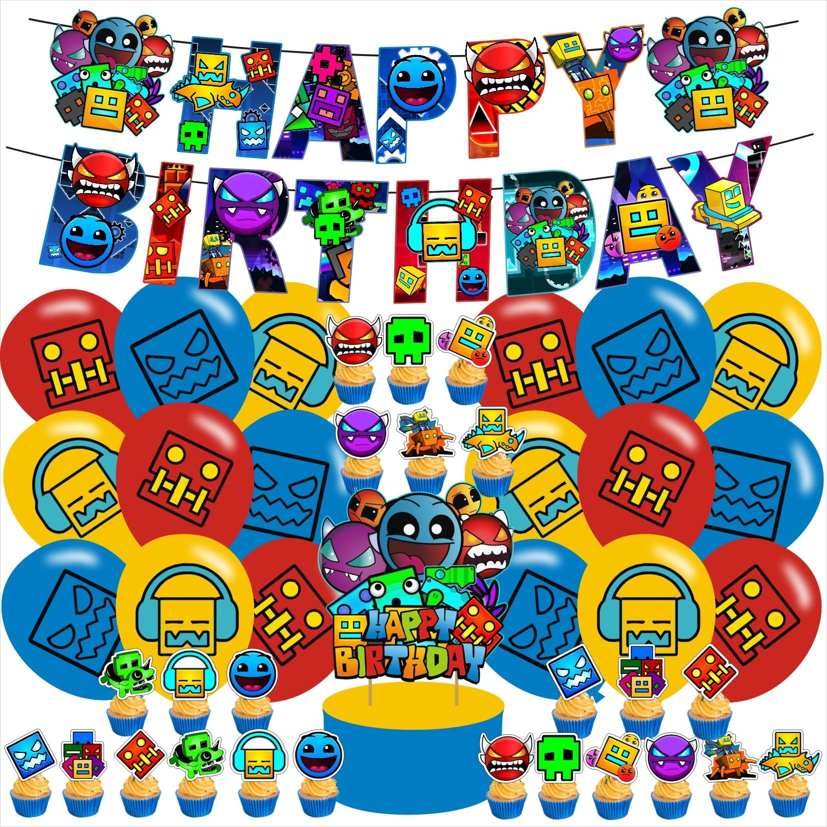 Geometry Dash Birthday Party Supplies Favors for Boys Kids Geometry ...