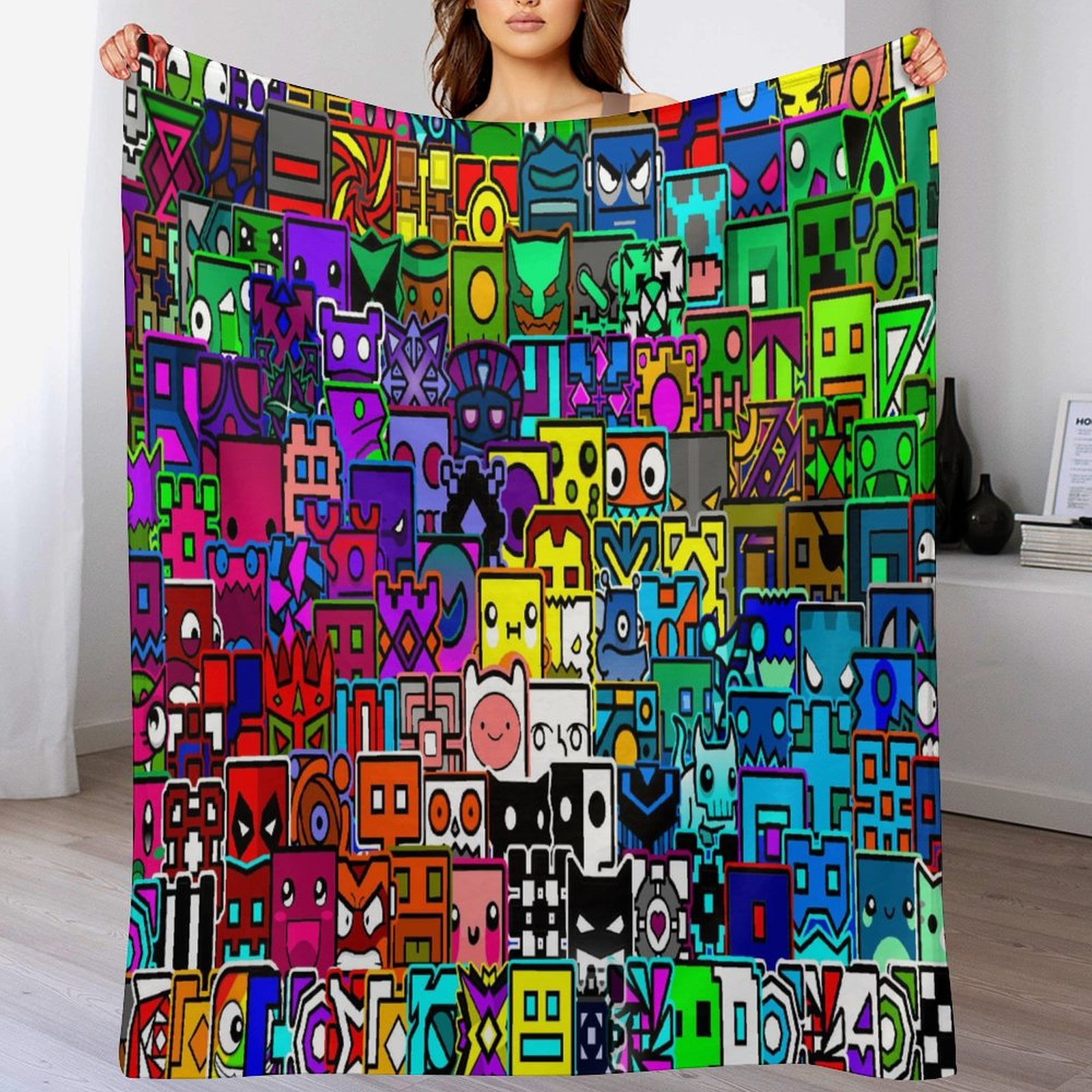Geometry Dash Blanket, Super Soft Cozy Flannel Throw Blanket Bedding ...
