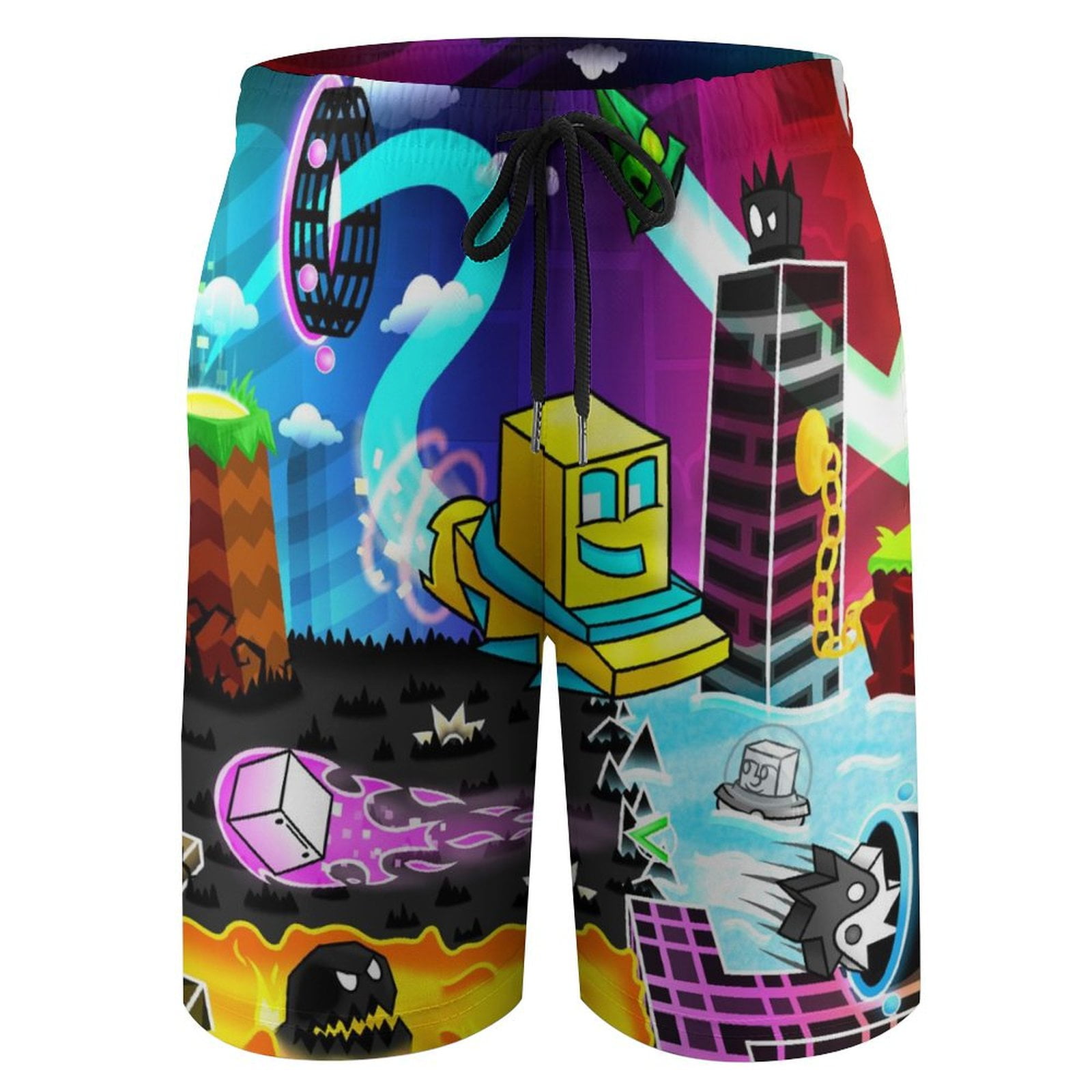 Geometry Dash Boys Board Shorts Lightweight Soft Swimsuit Youth Bathing ...