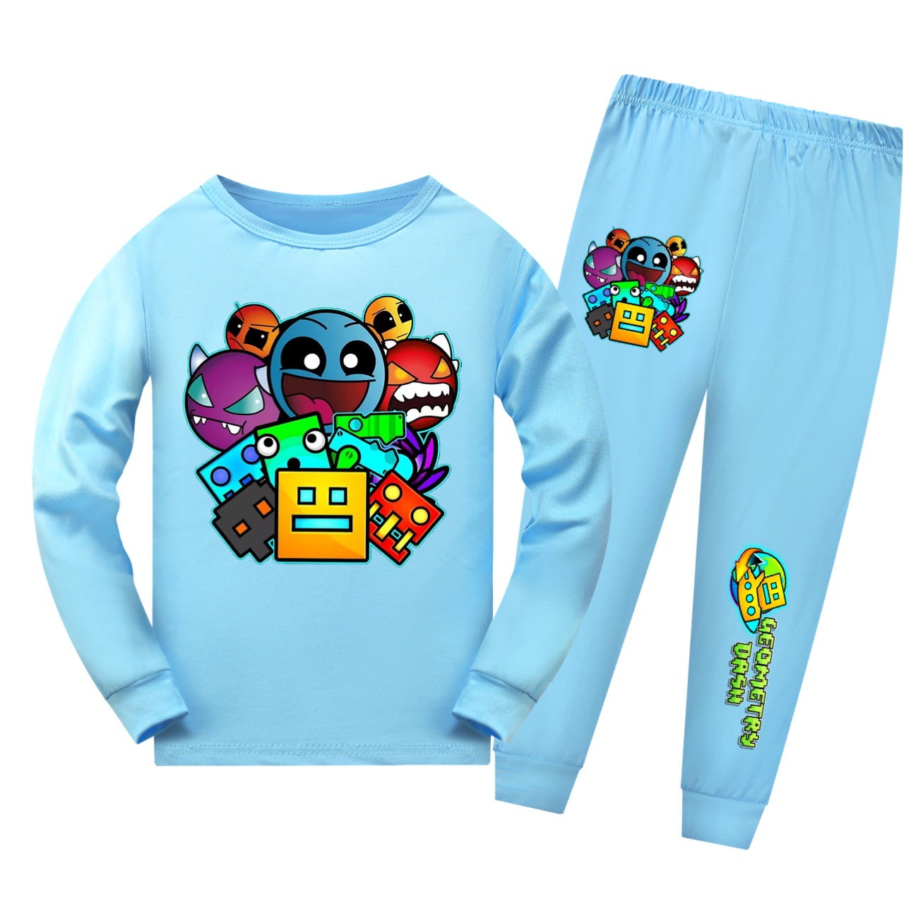 Geometry Dash Boys' Pajama Set Girls' Round Neck Long Sleeve Home ...