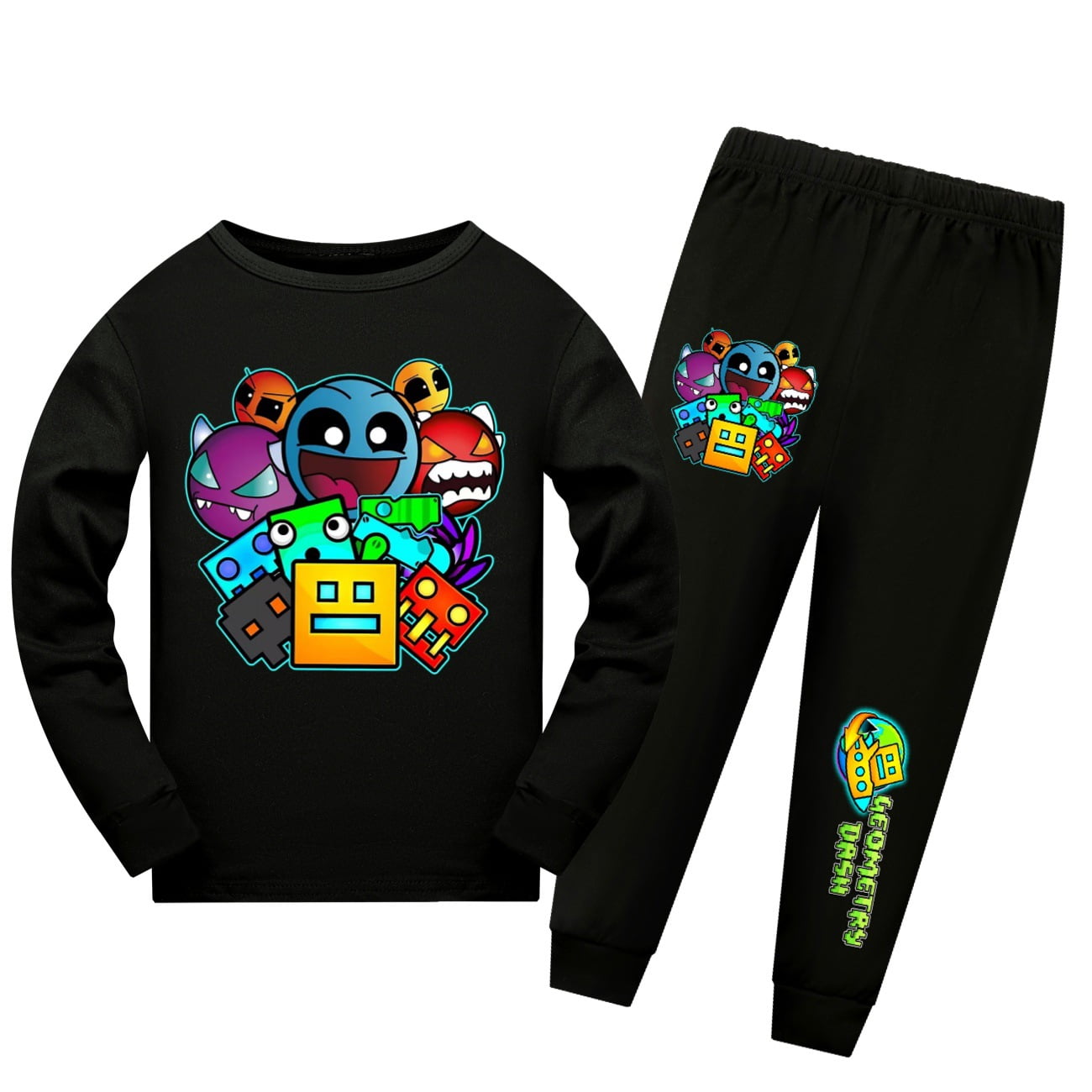 Geometry Dash Boys' Pajama Set Girls' Round Neck Long Sleeve Home ...