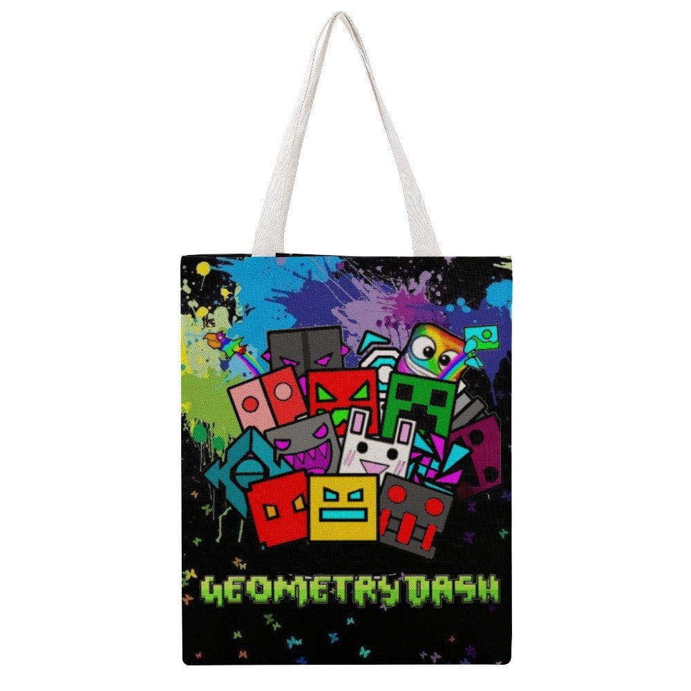 Geometry Dash Canvas Tote Bags Reusable Grocery Cloth Bags Shoulder Bag ...