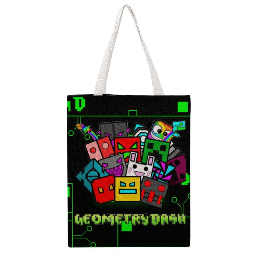 Geometry Dash Canvas Tote Bags Reusable Grocery Cloth Bags Shoulder Bag ...