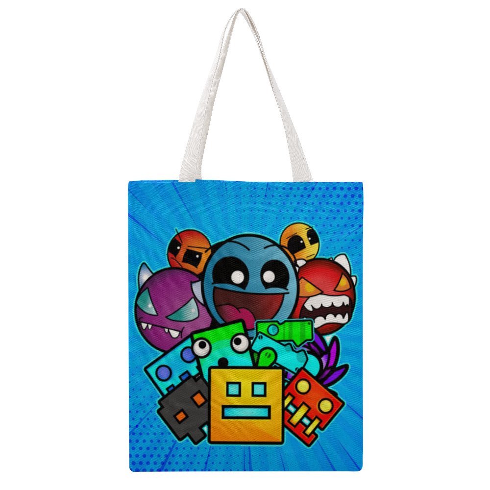 Geometry Dash Canvas Tote Bags Reusable Grocery Cloth Bags Shoulder Bag ...