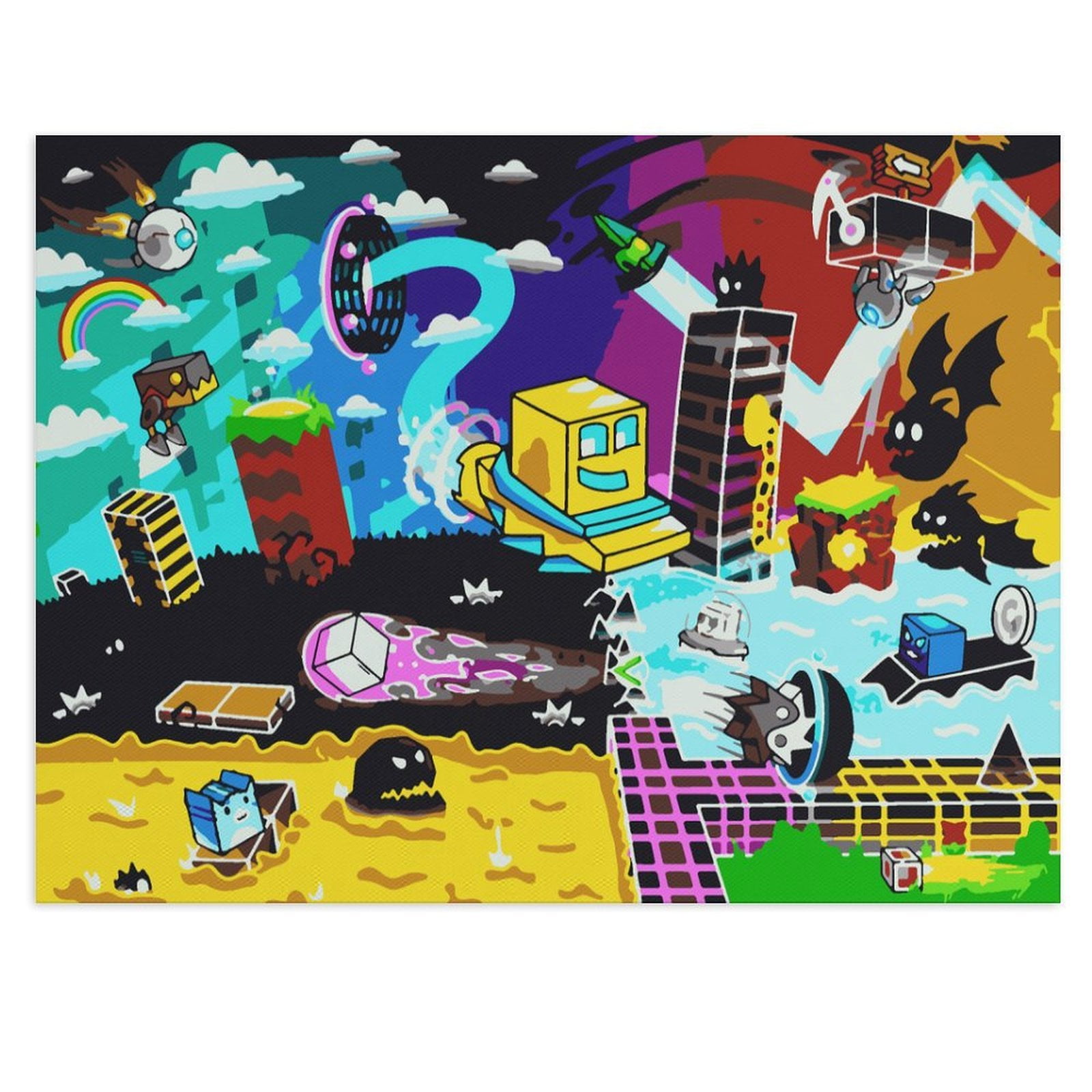 Geometry Dash Canvas Wall Art Painting Artwork Picutures Wall Decor for ...