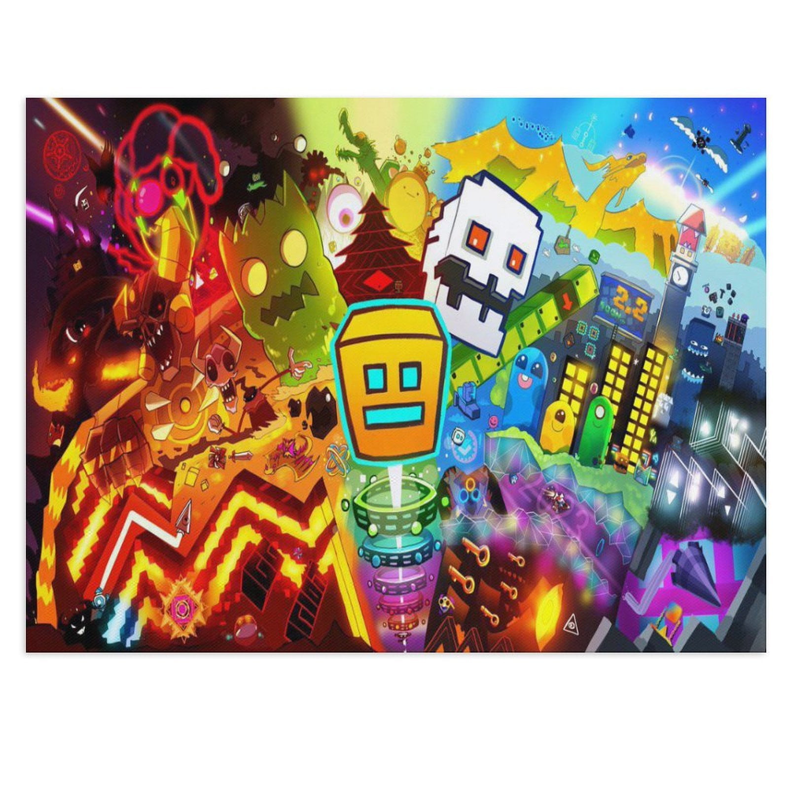 Geometry Dash Canvas Wall Art Painting Artwork Picutures Wall Decor for ...