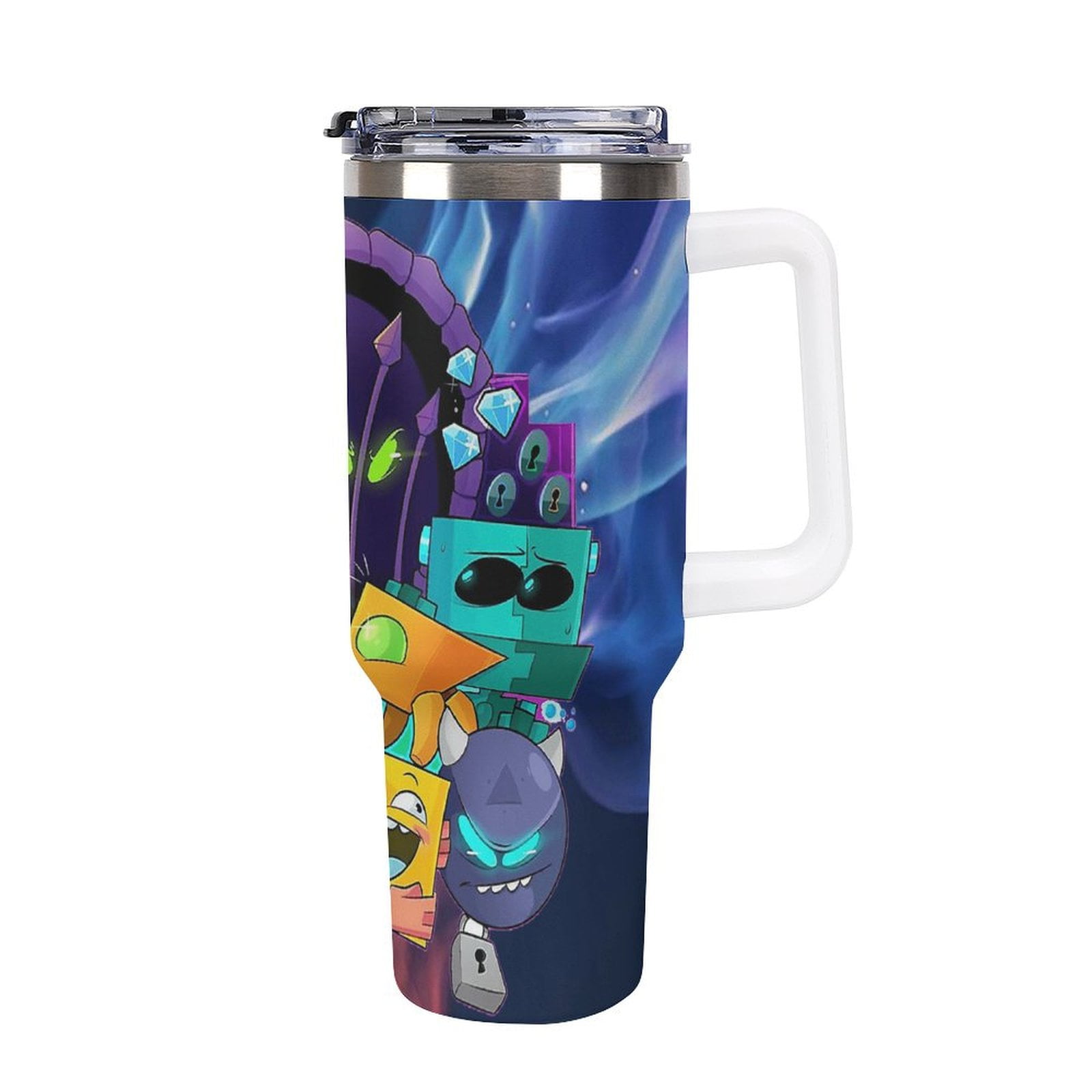 Geometry Dash Car Cup Tumbler with Handle & Straw 40 Oz Cupholder Water ...