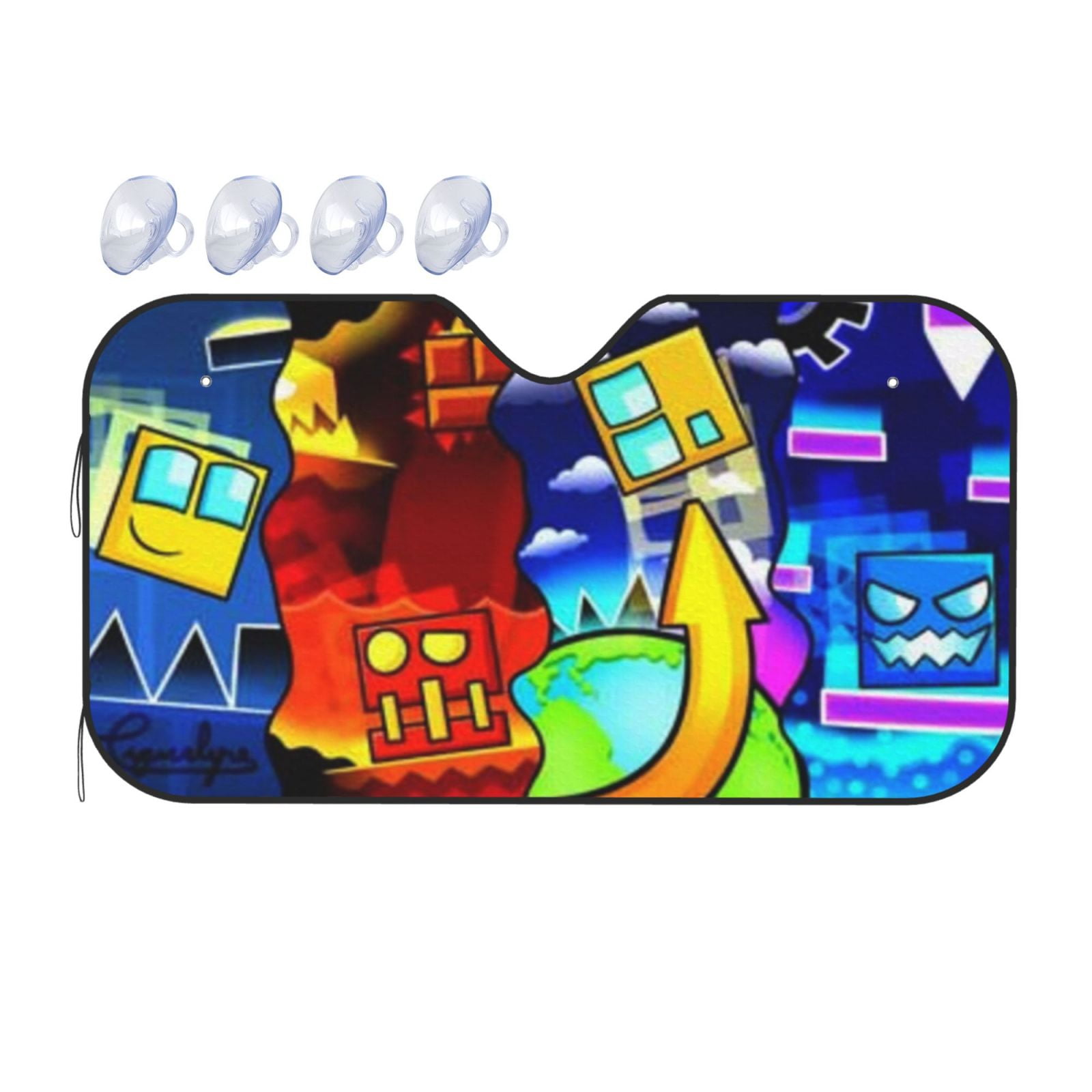 Geometry-Dash Car Windshield Sunshade Dragons Black and Red Eyes ...
