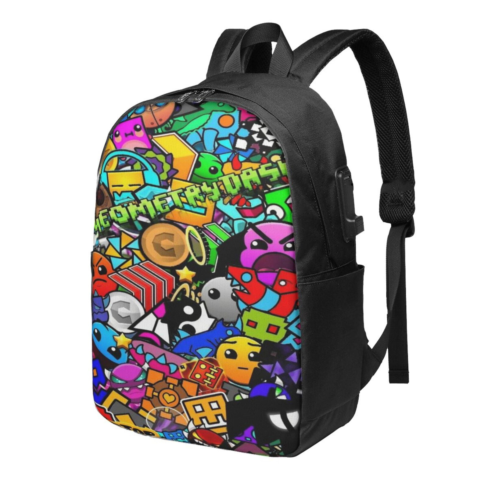 Geometry Dash Cartoon Backpack Anime Print Large Capacity School Laptop ...