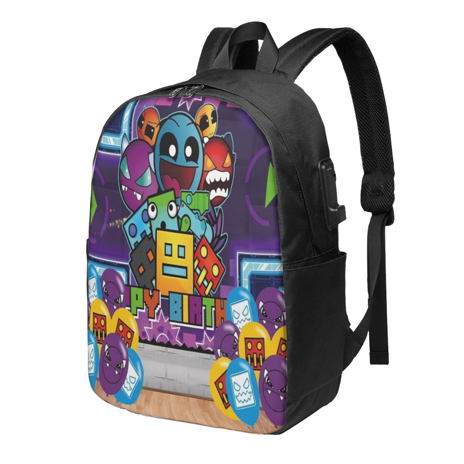 Geometry Dash Cartoon Backpack Anime Print Large Capacity School Laptop ...