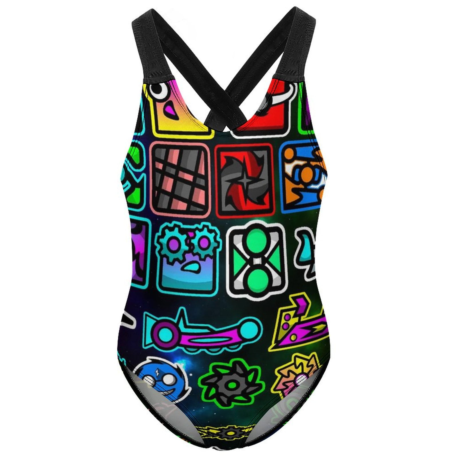 Geometry Dash Children's One-piece Swimsuit Summer Girl's Swimming Pool ...