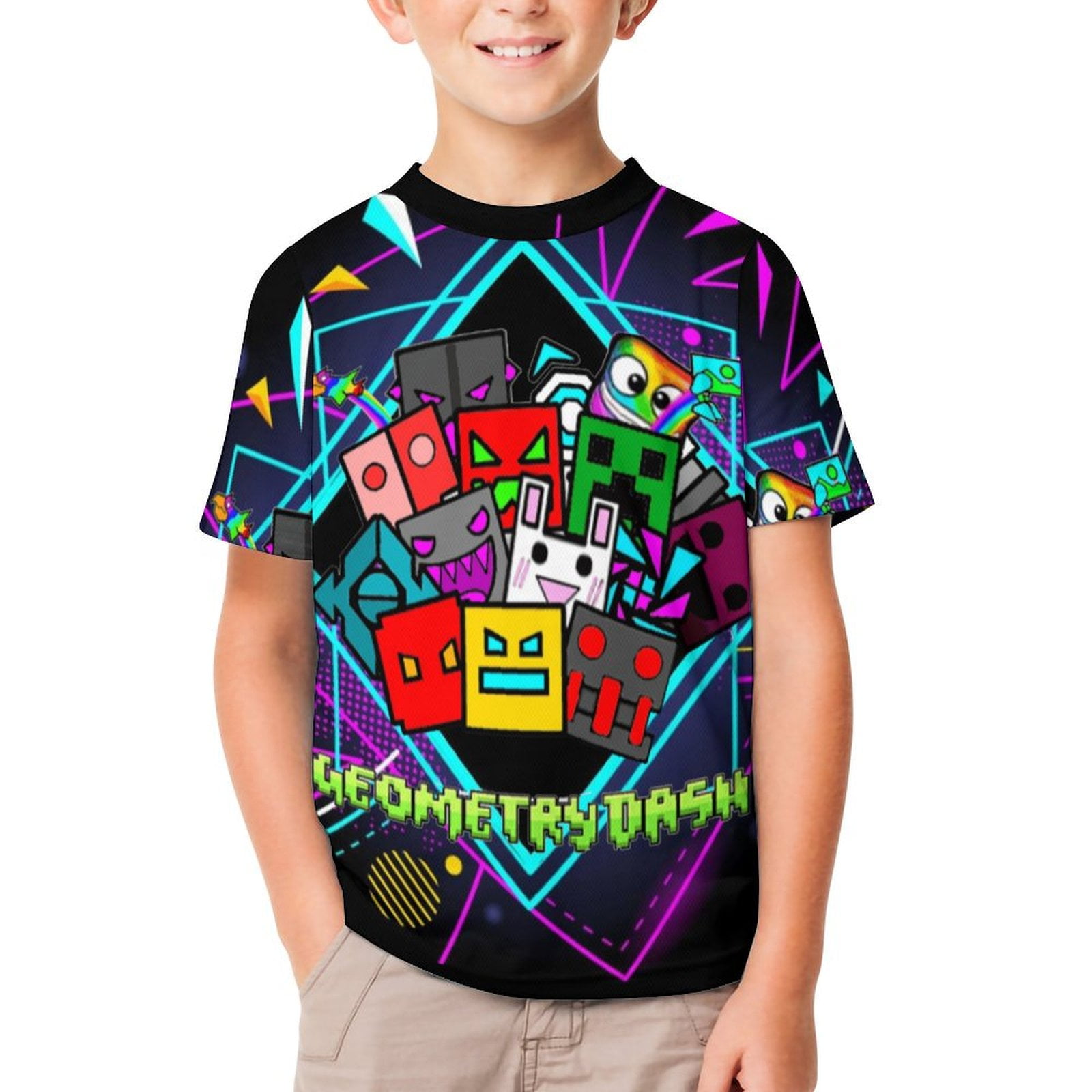 Geometry Dash Children's T-Shirt Short Sleeve T-Shirt Breathable Summer ...