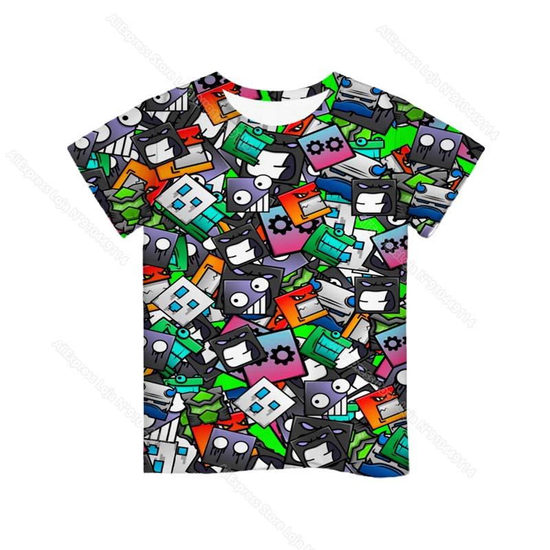 Geometry Dash Classic Shirt Boy GILR Short Sleeve T-Shirt, Crew Neck ...
